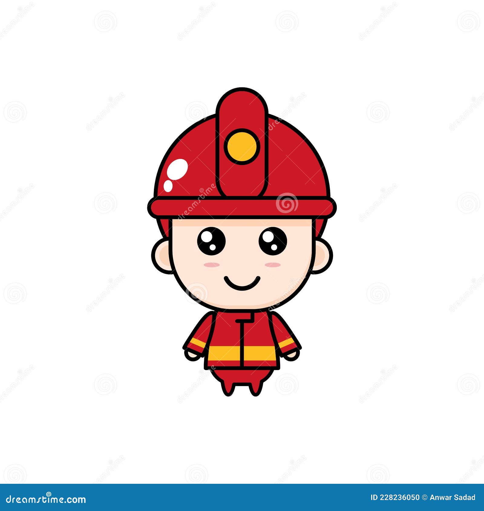 Cute Cartoon Firefighter Chibi Vector Design | CartoonDealer.com #228236050