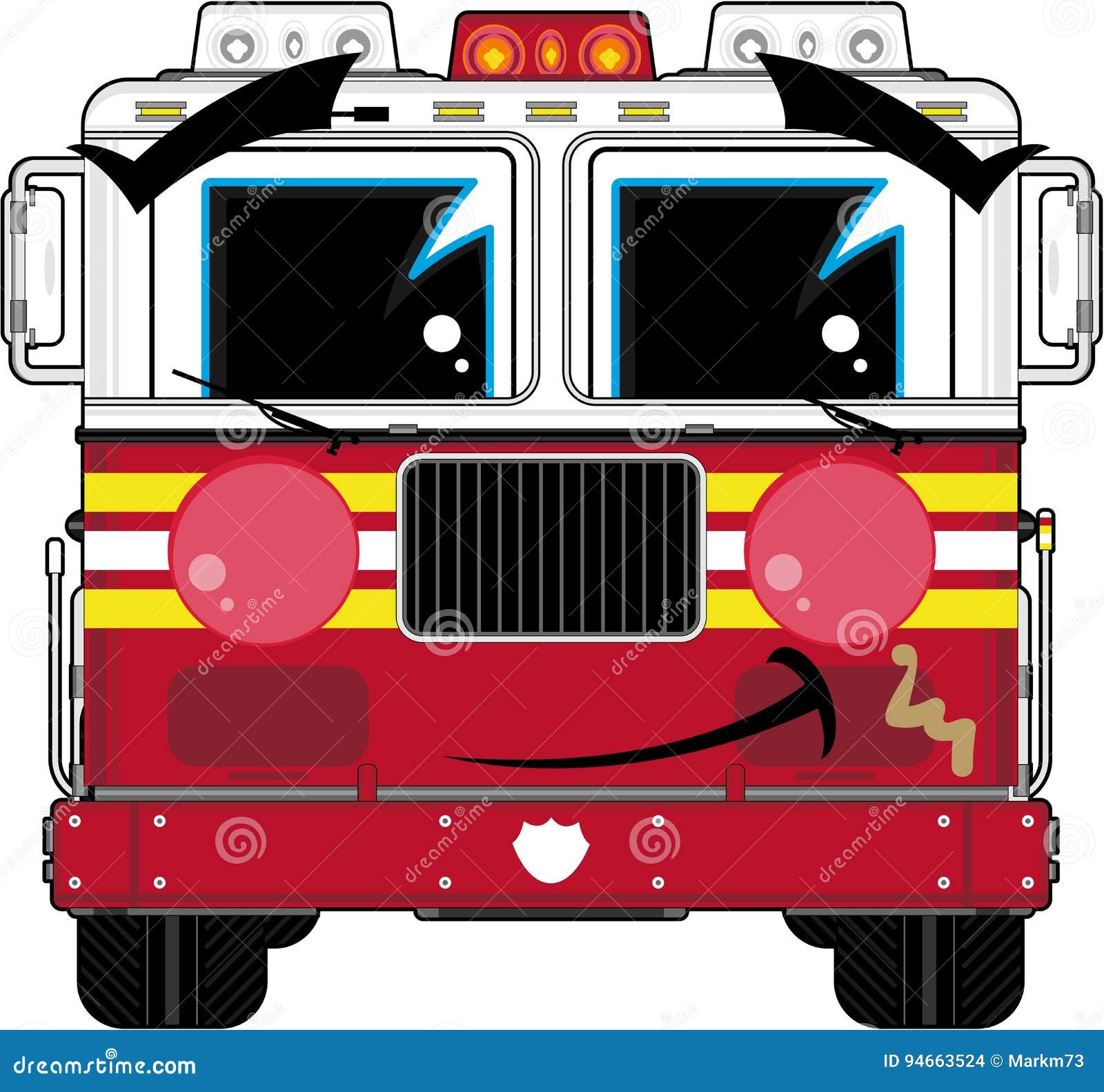Cute Cartoon Fireman - Fire Truck Stock Vector - Illustration of jobs ...