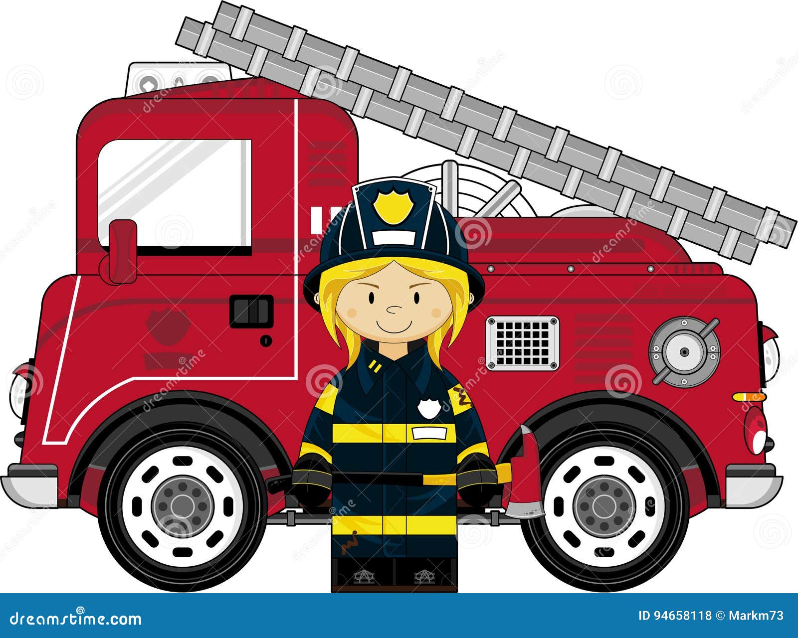 Cute Cartoon Fireman - Firefighter Stock Vector - Illustration of fire ...