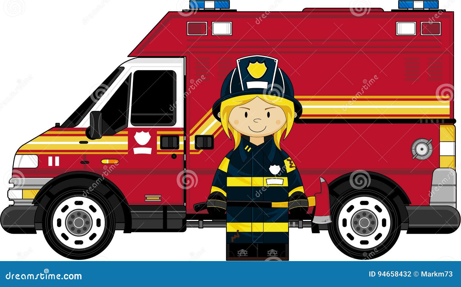 Cute Cartoon Fireman - Firefighter Stock Vector - Illustration of ...
