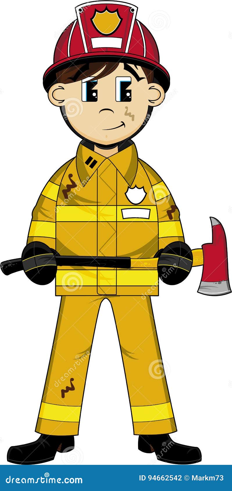 Cute Cartoon Fireman - Firefighter Stock Vector - Illustration of ...