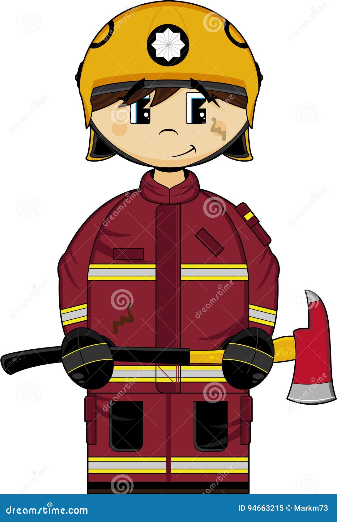 Cute Cartoon Fireman - Firefighter Stock Vector - Illustration of ...