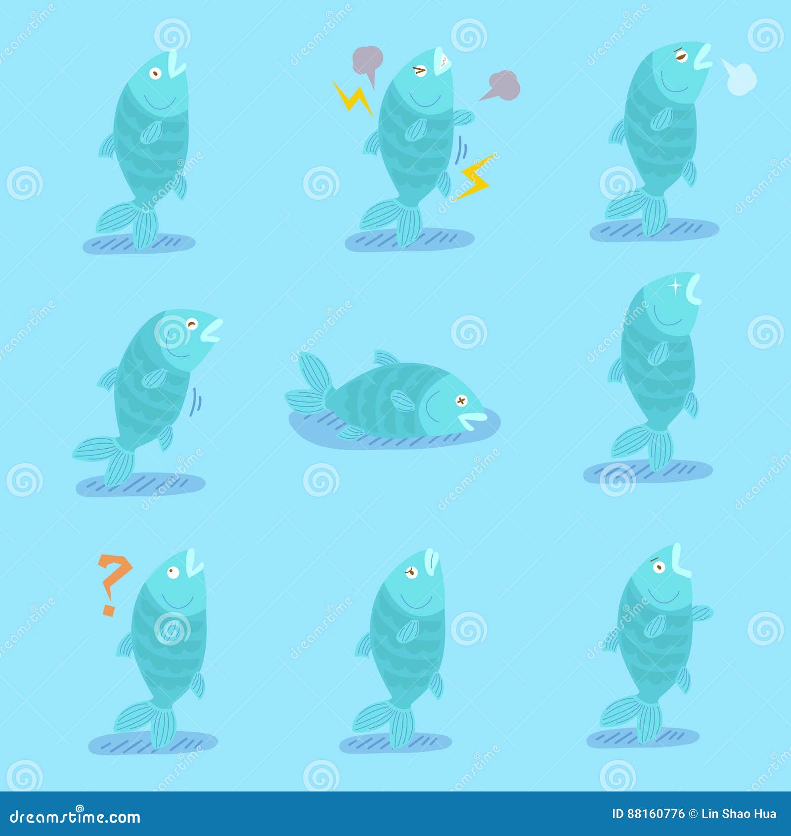 Cute cartoon fish stock vector. Illustration of design - 88160776