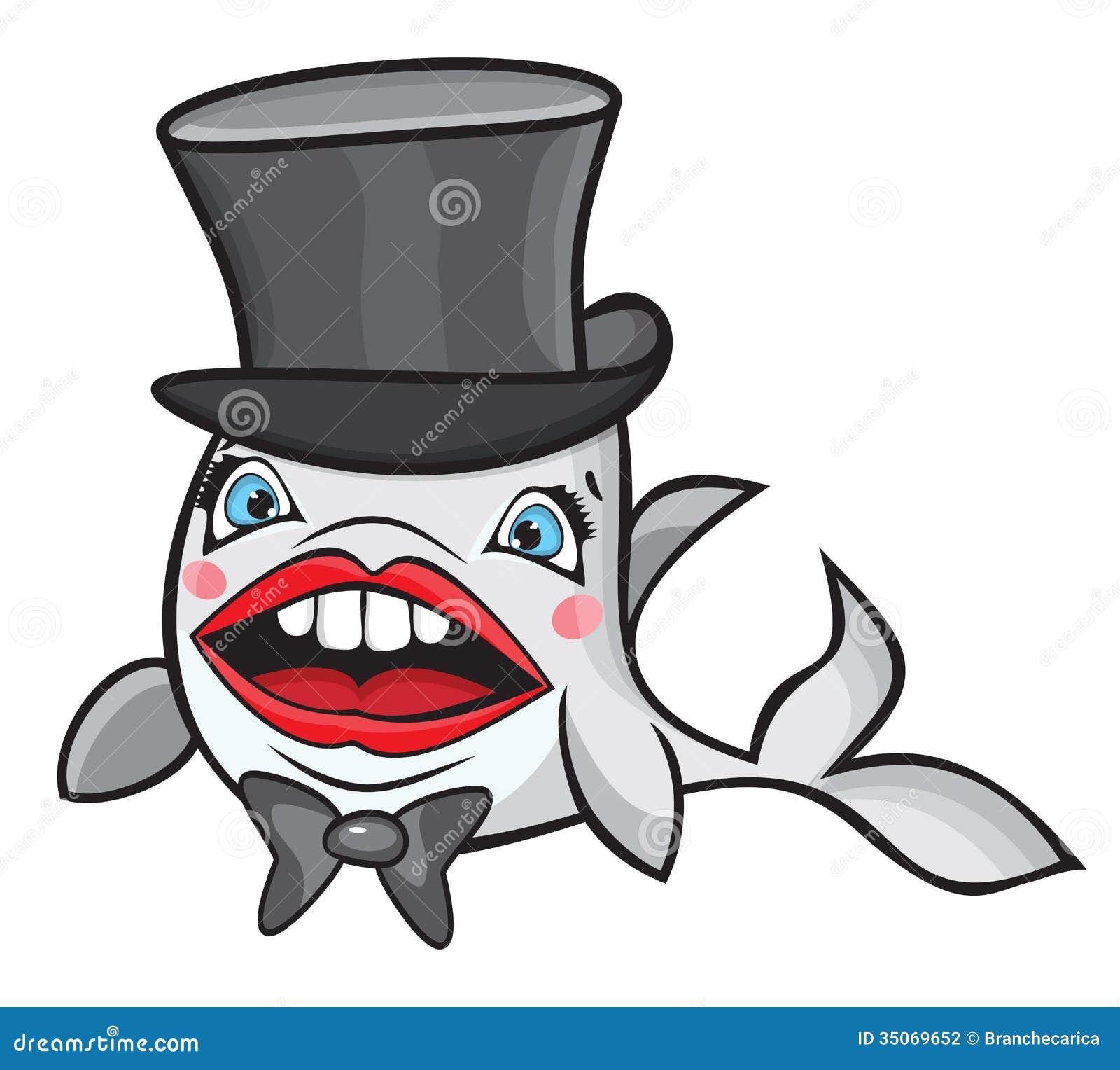 Cute cartoon fish with hat stock vector. Illustration of graphic - 35069652