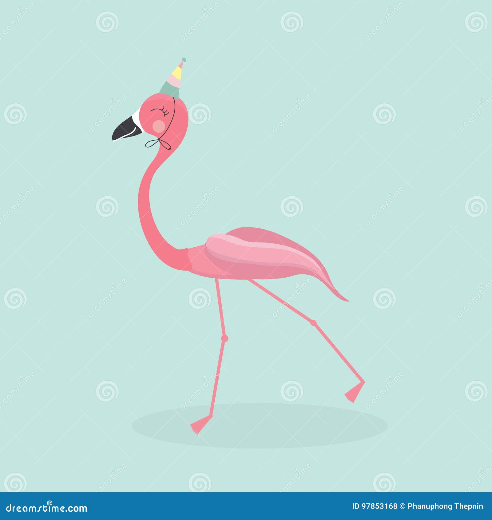 Cute cartoon flamingo. stock vector. Illustration of background - 97853168