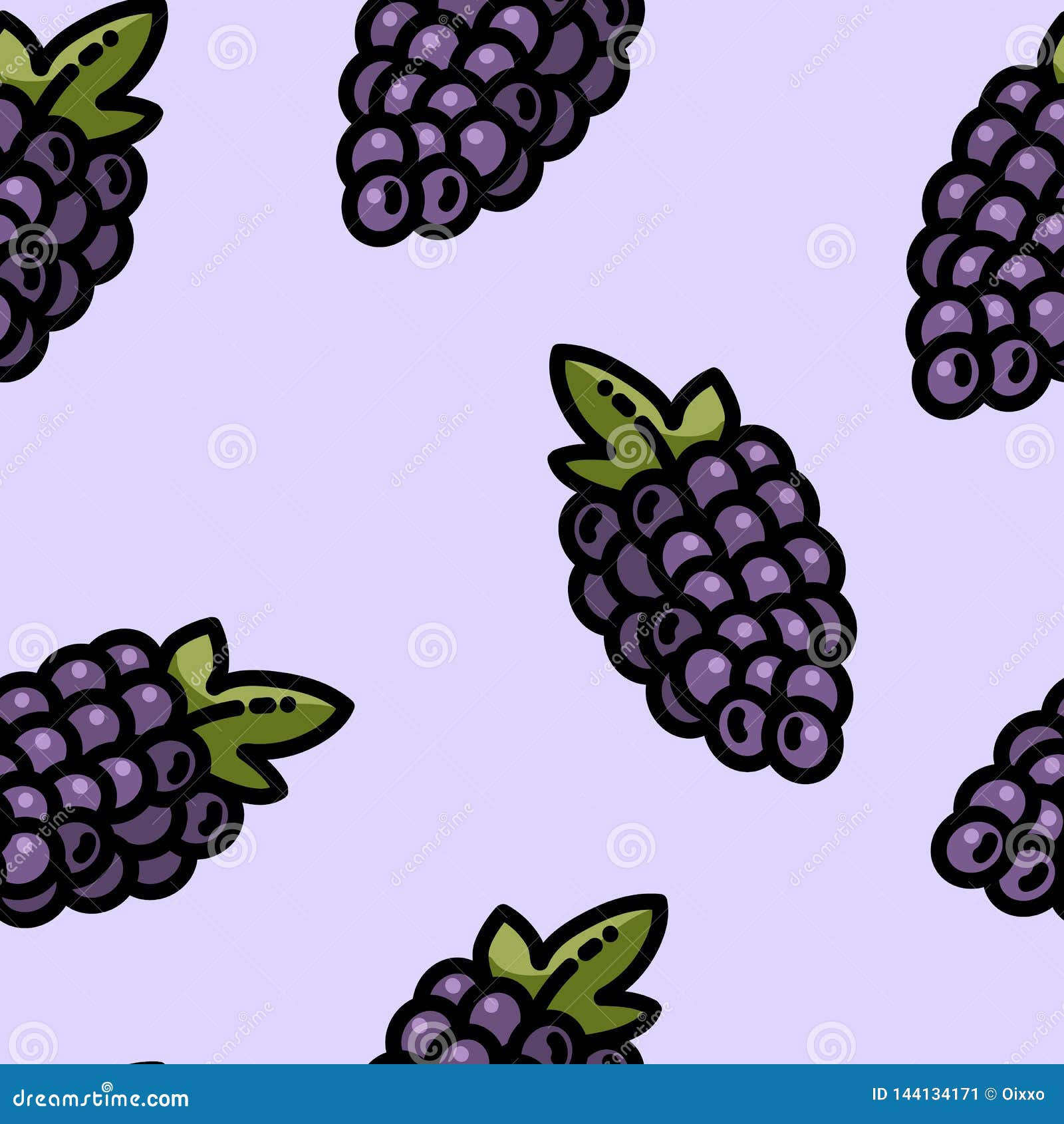 Cute Cartoon Flat Style Grapes Seamless Pattern Stock Vector ...