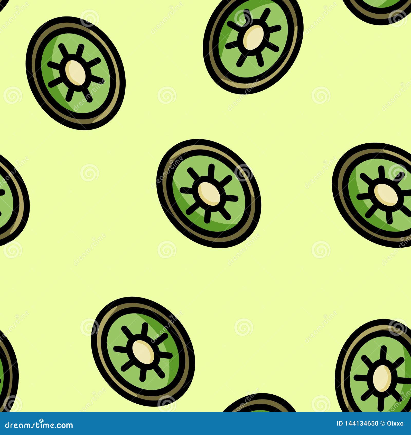 Cute Cartoon Flat Style Kiwi Seamless Pattern Stock Vector ...