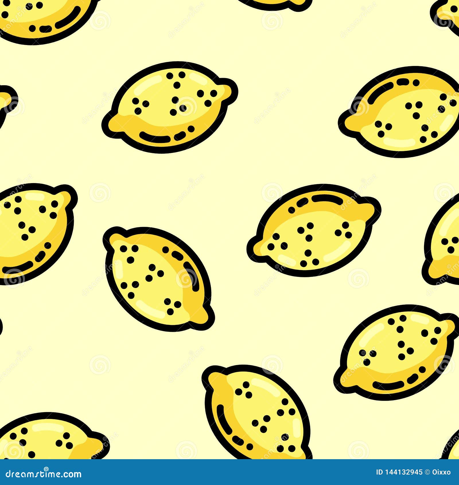 Cute Cartoon Flat Style Lemons Seamless Pattern Stock Vector ...