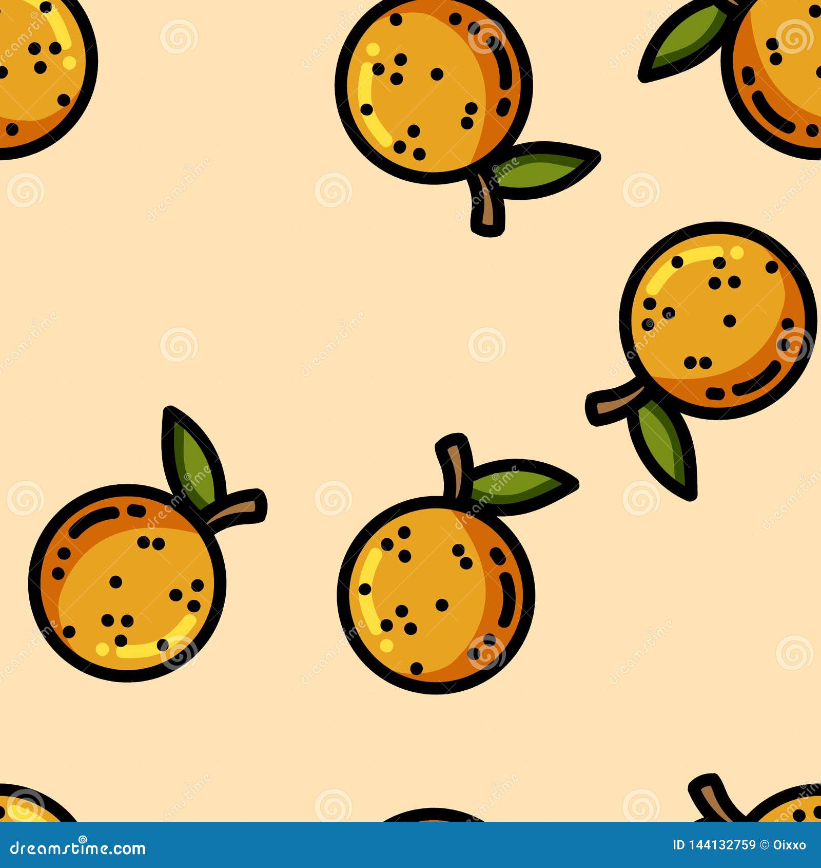 Cute Cartoon Flat Style Oranges Seamless Pattern Stock Vector ...