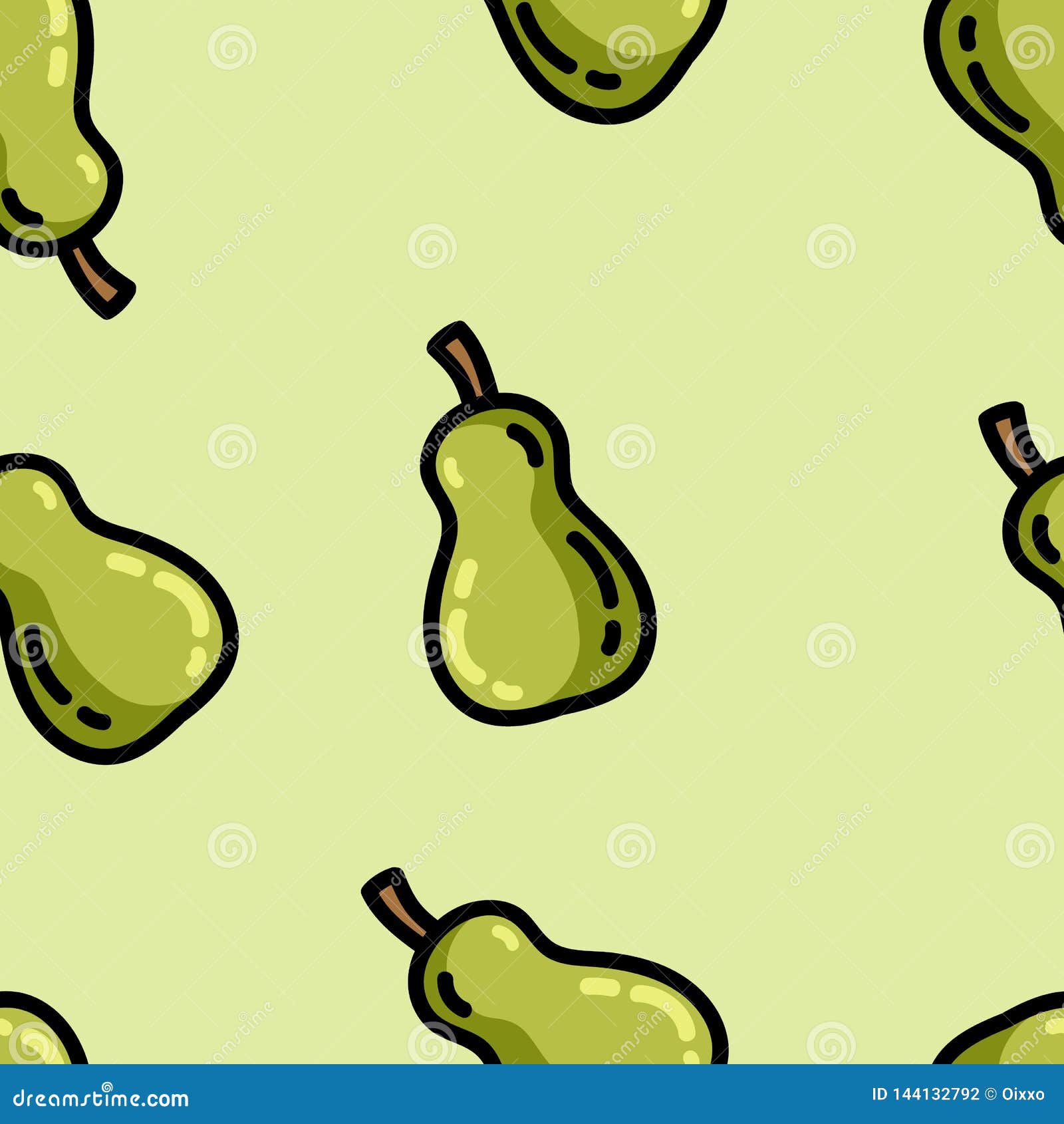 Cute Cartoon Flat Style Pears Seamless Pattern Stock Vector ...