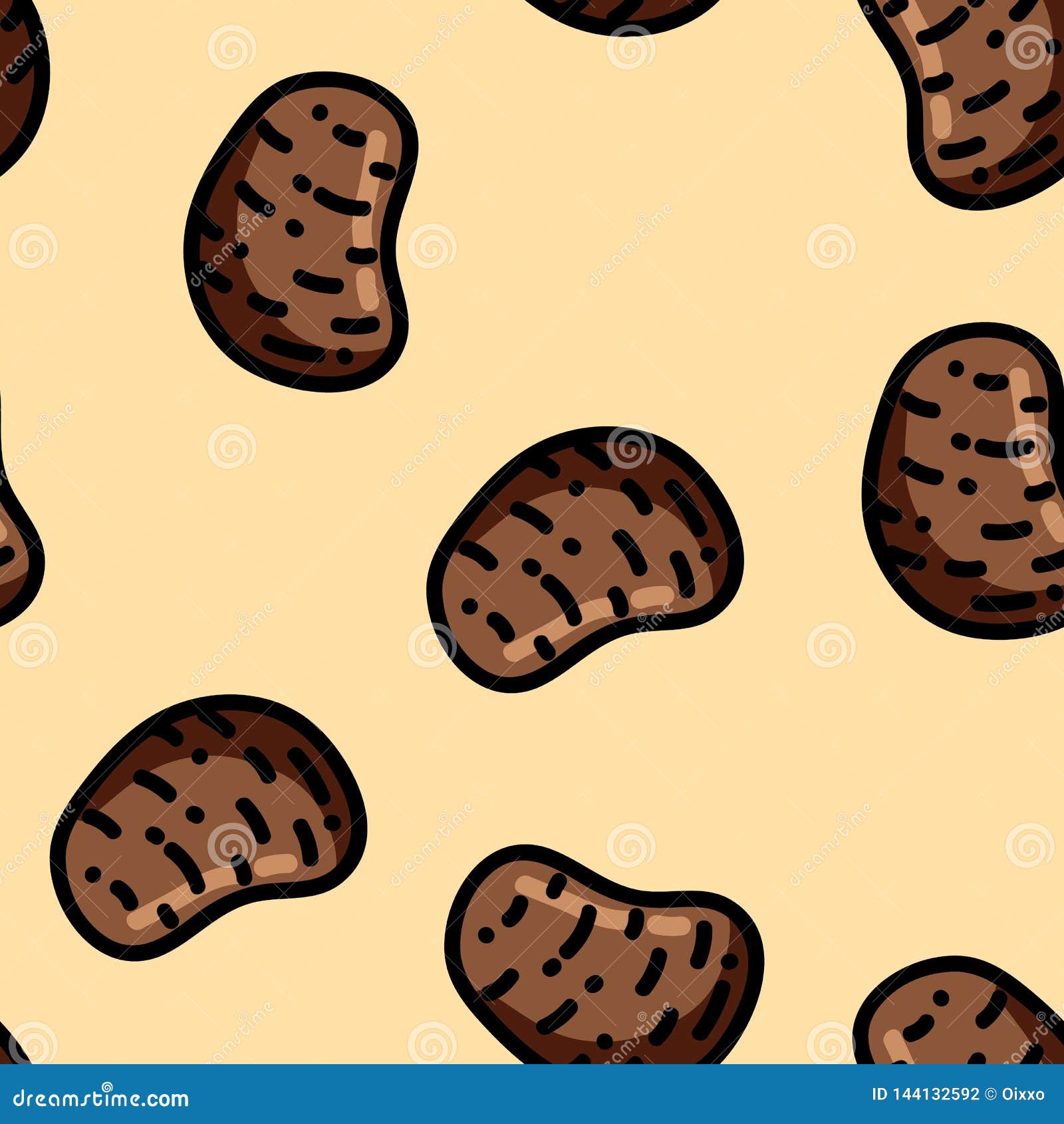 Cute Cartoon Flat Style Potato Seamless Pattern Stock Vector ...