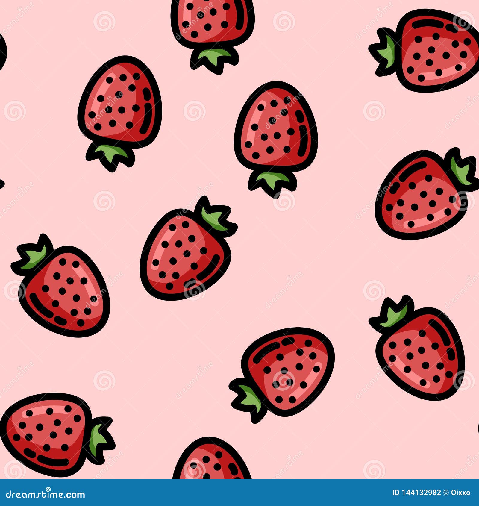 Cute Cartoon Flat Style Strawberry Seamless Pattern Stock Vector ...