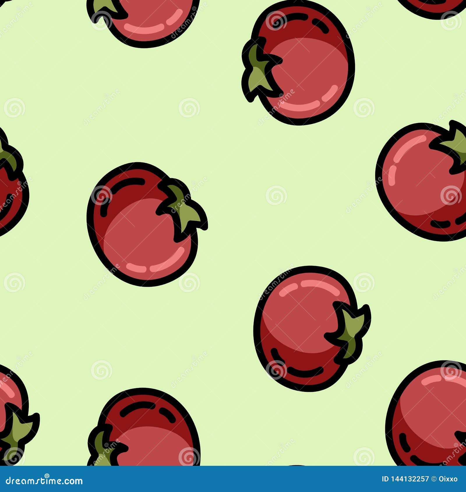 Cute Cartoon Flat Style Tomato Seamless Pattern Stock Vector ...