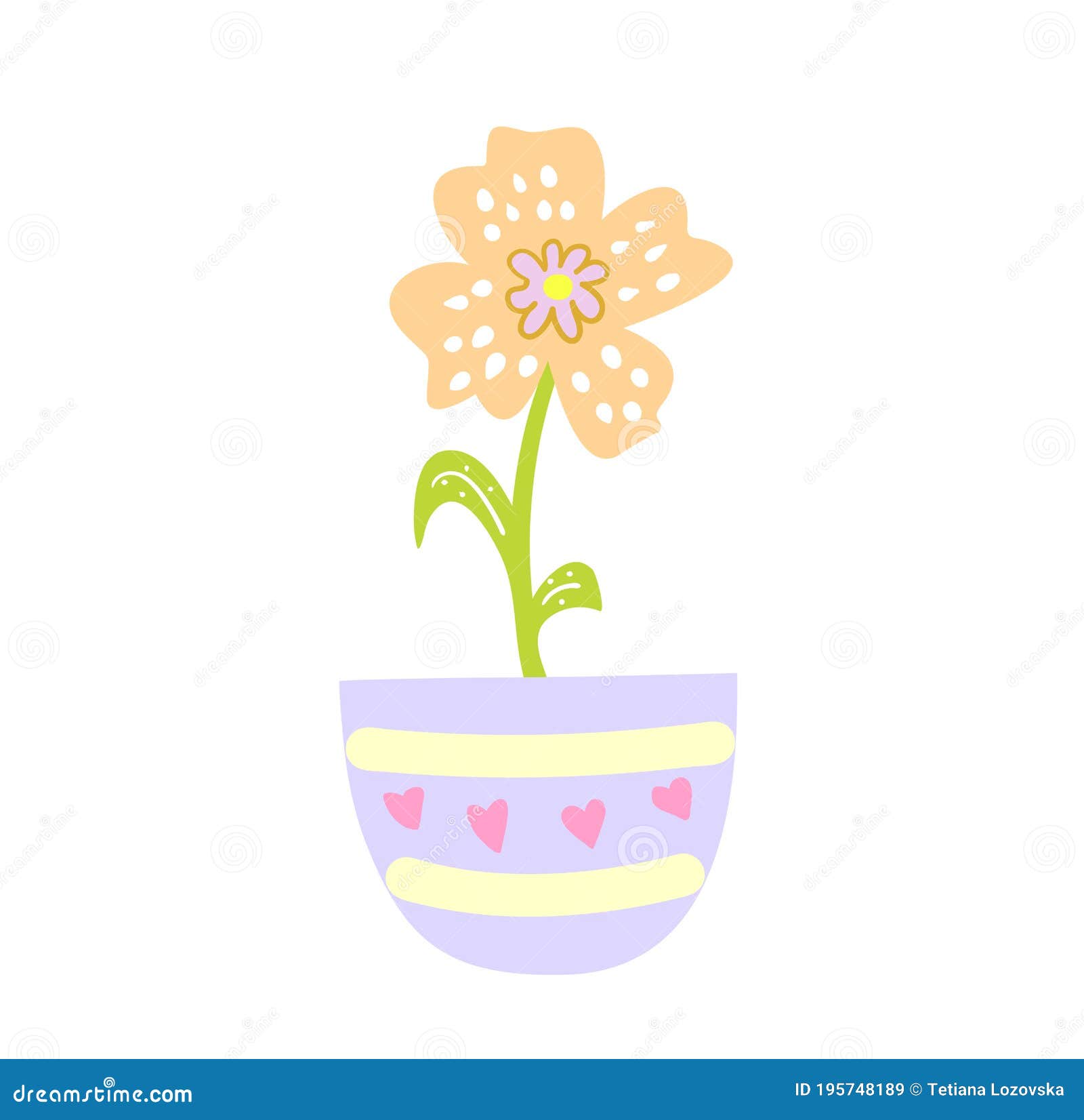 Cute Cartoon Flower in Pot, Doodle Vector Drawing Stock Vector ...