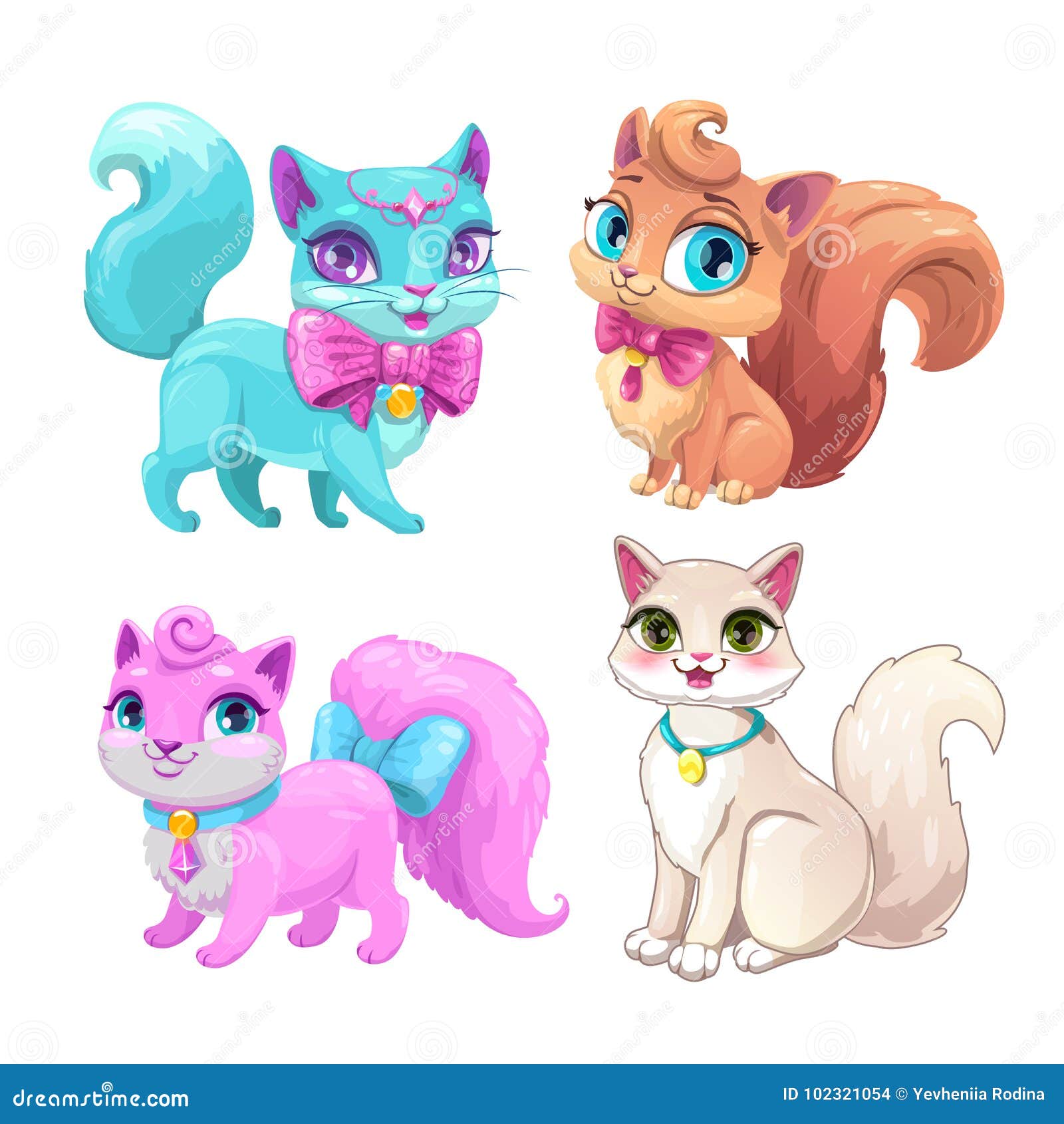 Fluffy Cats Family, Sketch For Your Design Cartoon Vector ...