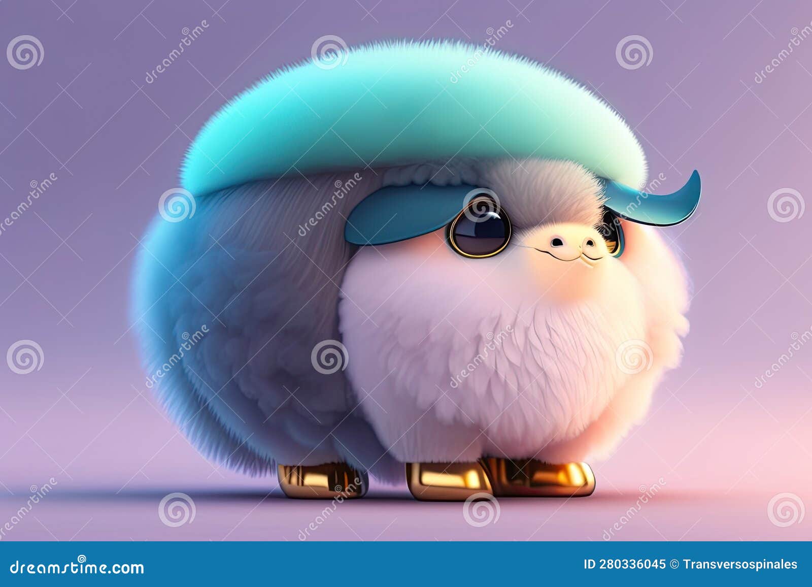 Cute Cartoon Fluffy Generative AI Stock Illustration - Illustration of ...
