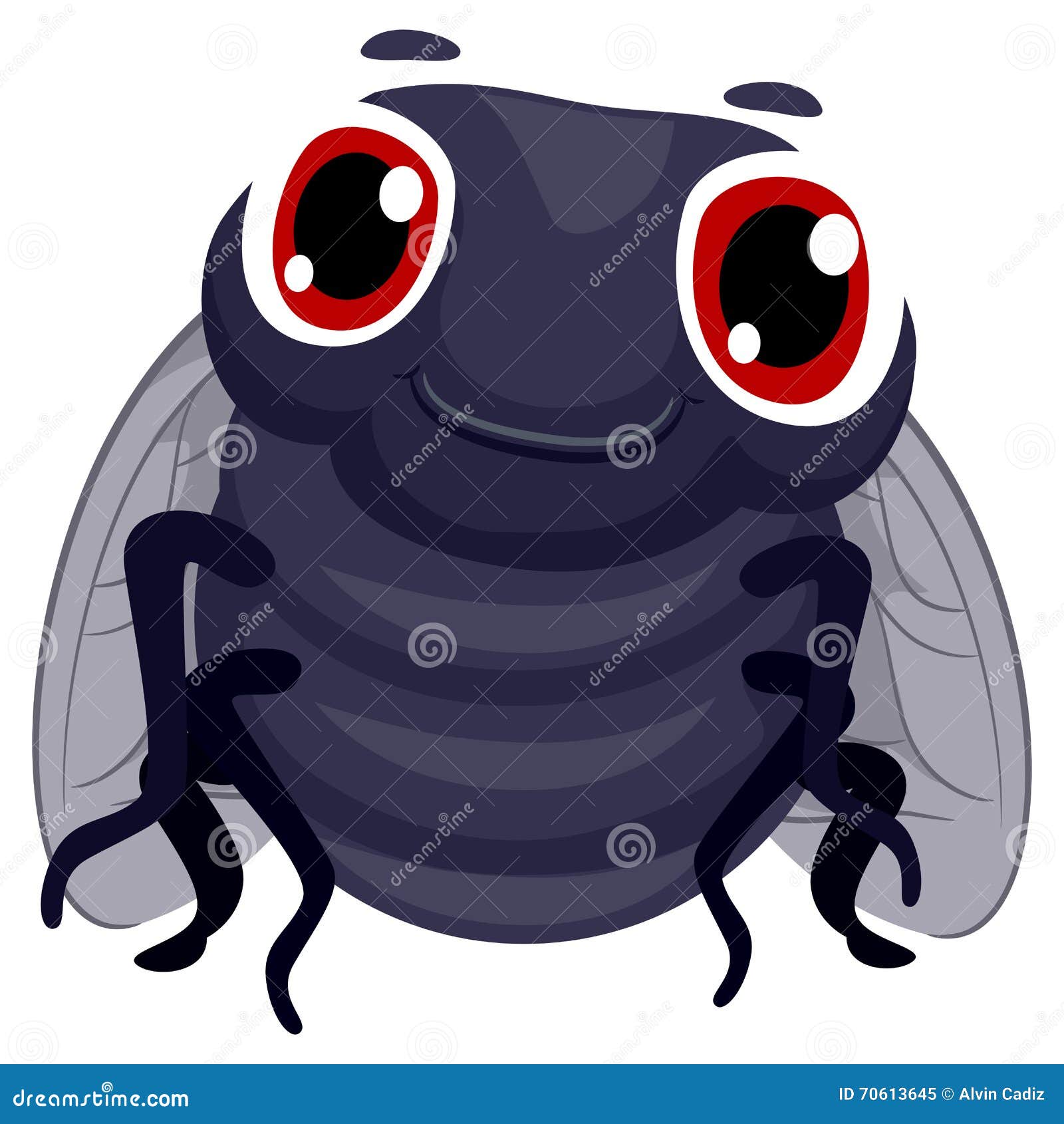 Cute Cartoon Fly stock vector. Image of happy, biology - 70613645