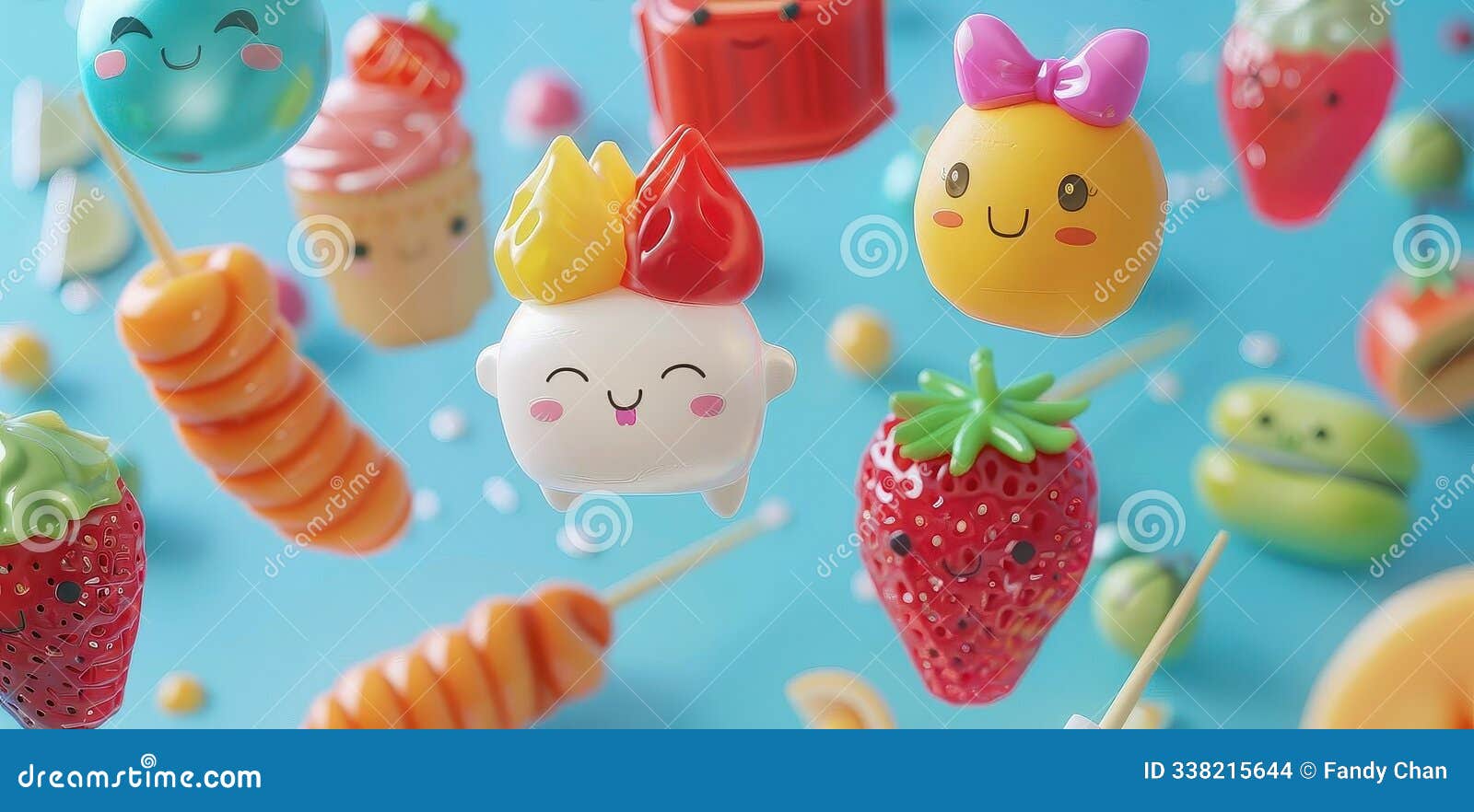 Cute Cartoon Food with Smiling Faces Stock Illustration - Illustration ...