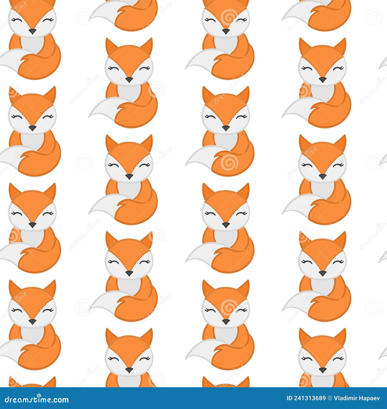 Cute Cartoon Fox. Animal Pattern Vector Background for Kids, Textile ...