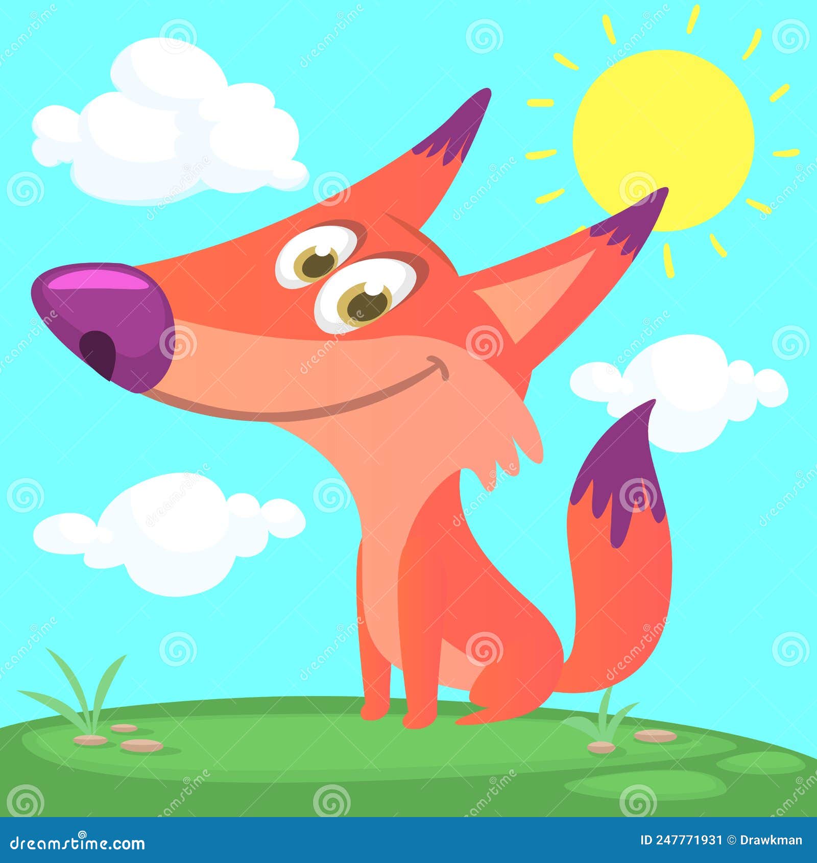 Cute Cartoon Fox Character. Vector Illustration Isolated Stock Vector ...