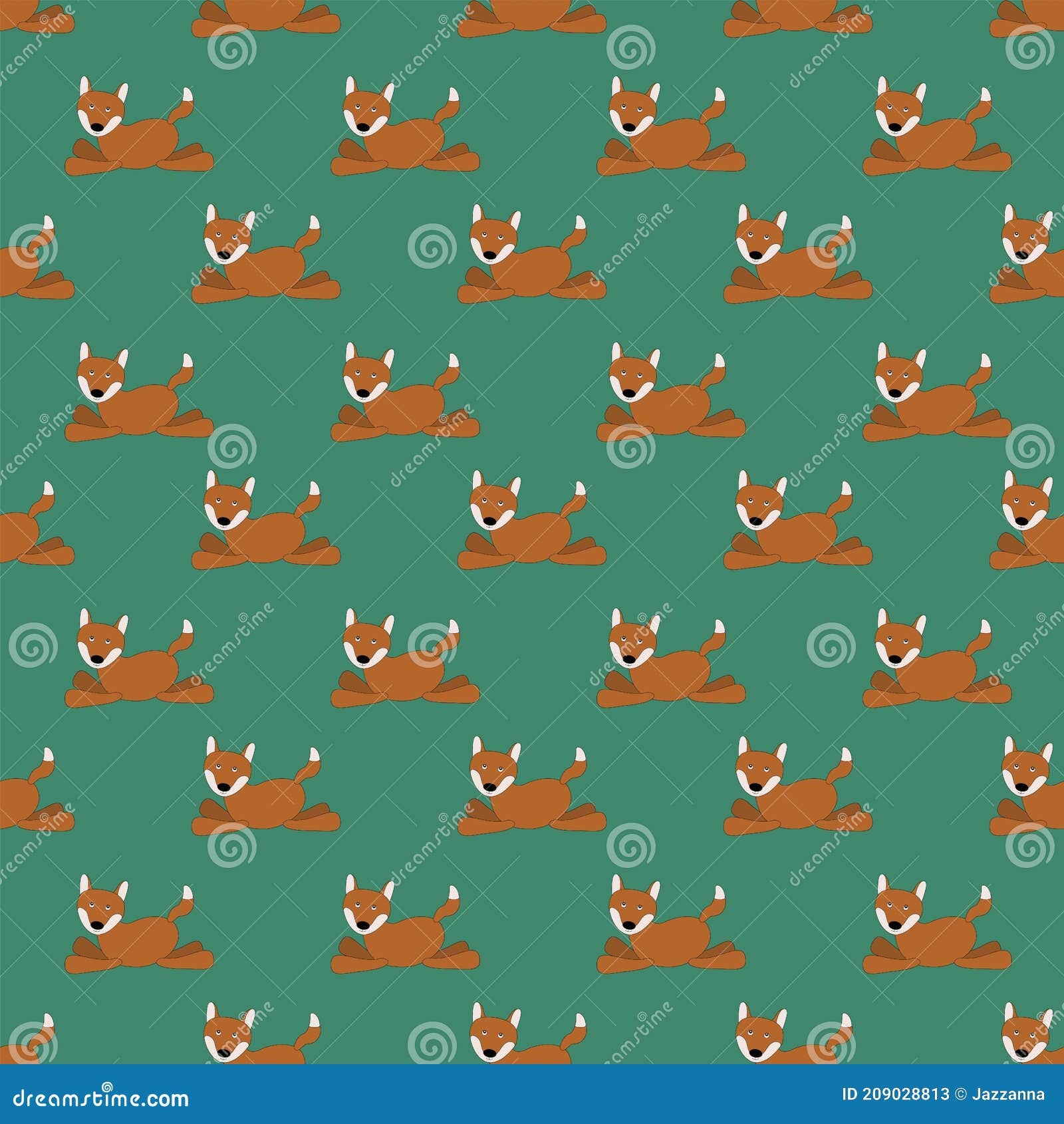 Seamless Pattern Cute Cartoon Fox Stock Vector - Illustration of ...