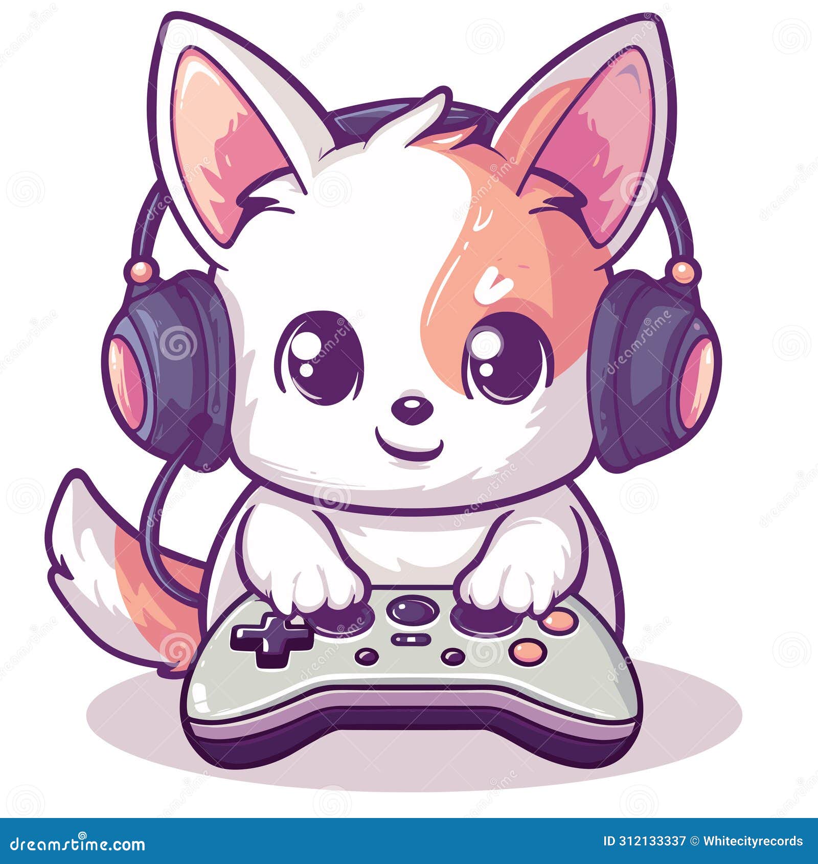 Cute Cartoon Fox with Headphones and Gamepad. Vector Illustration Stock ...