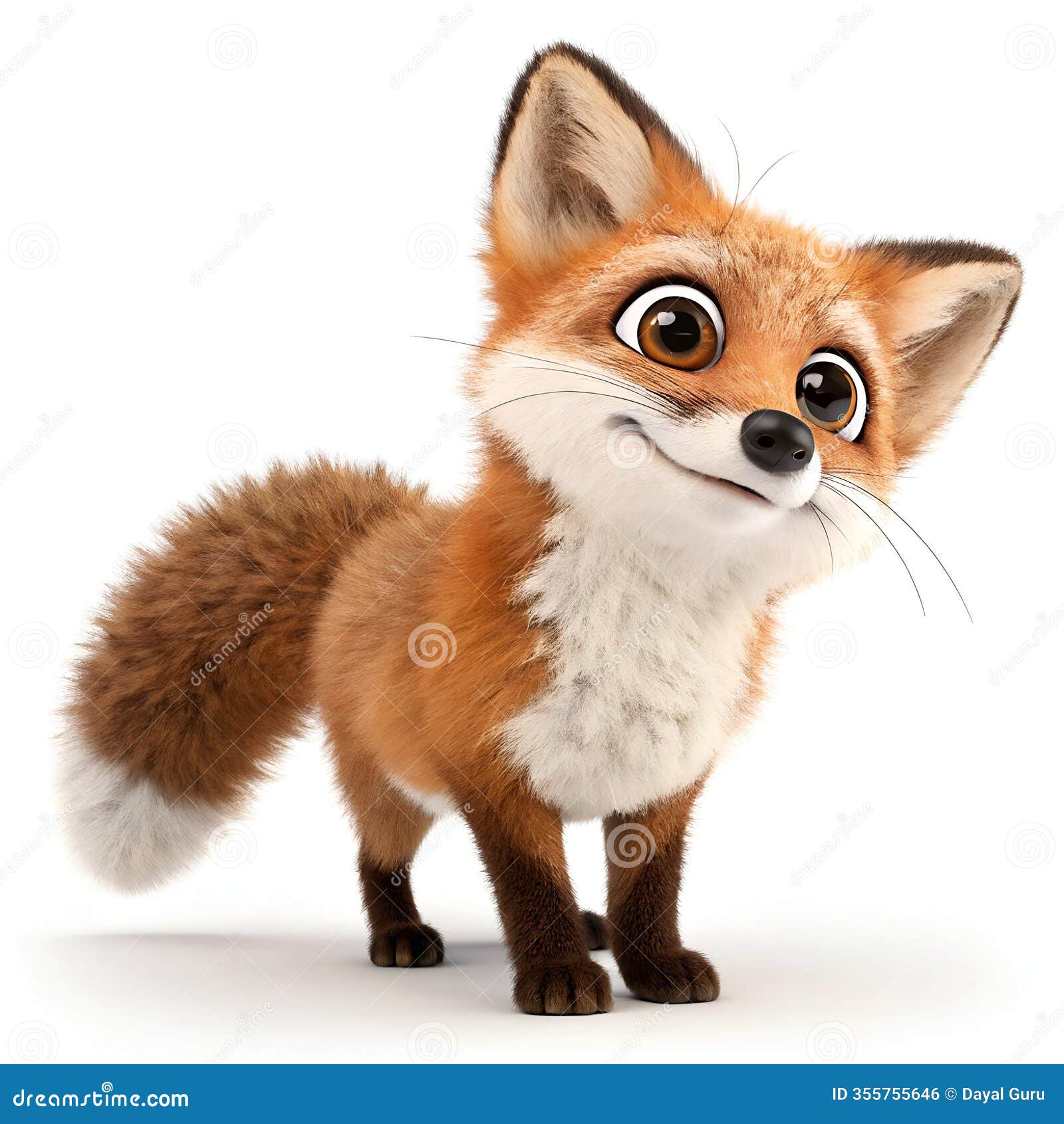 Cute Cartoon Fox Isolated on White Background Stock Illustration ...