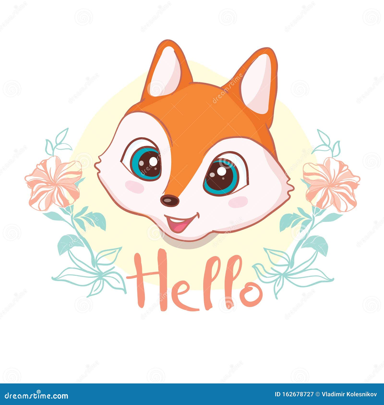 Cute Cartoon Fox in Modern Simple Flat Style Stock Illustration ...
