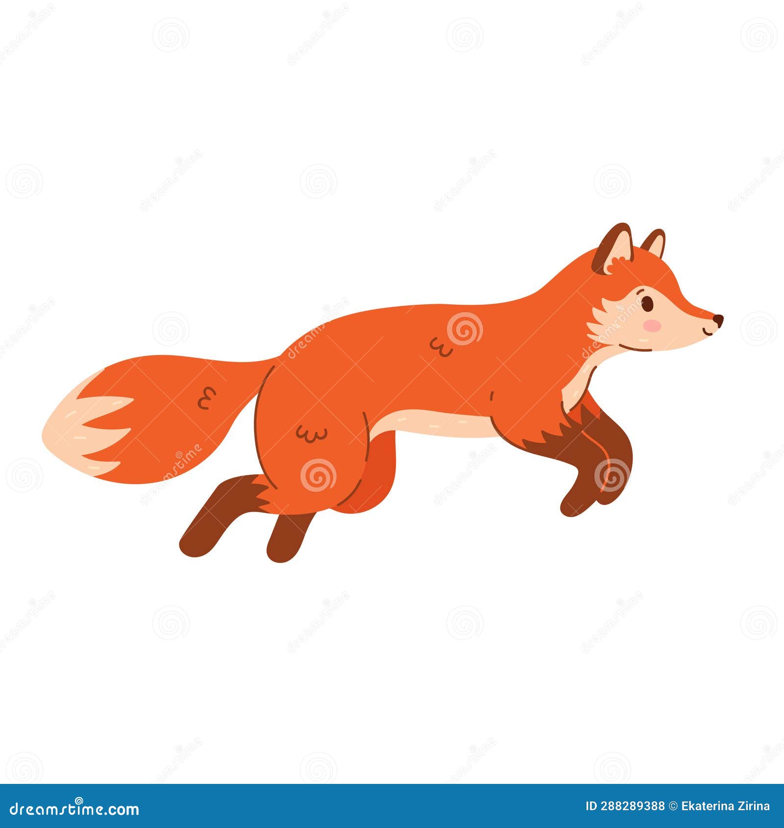 Cute Cartoon Fox Running Isolate on White Background. Vector Graphics ...