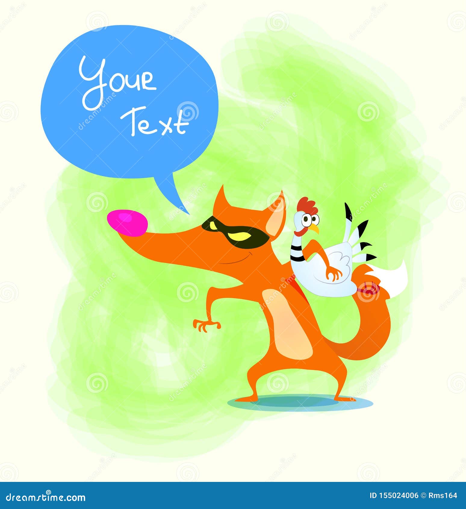 Cute Cartoon Fox with Stolen Chicken. Vector. Design Stock Vector ...