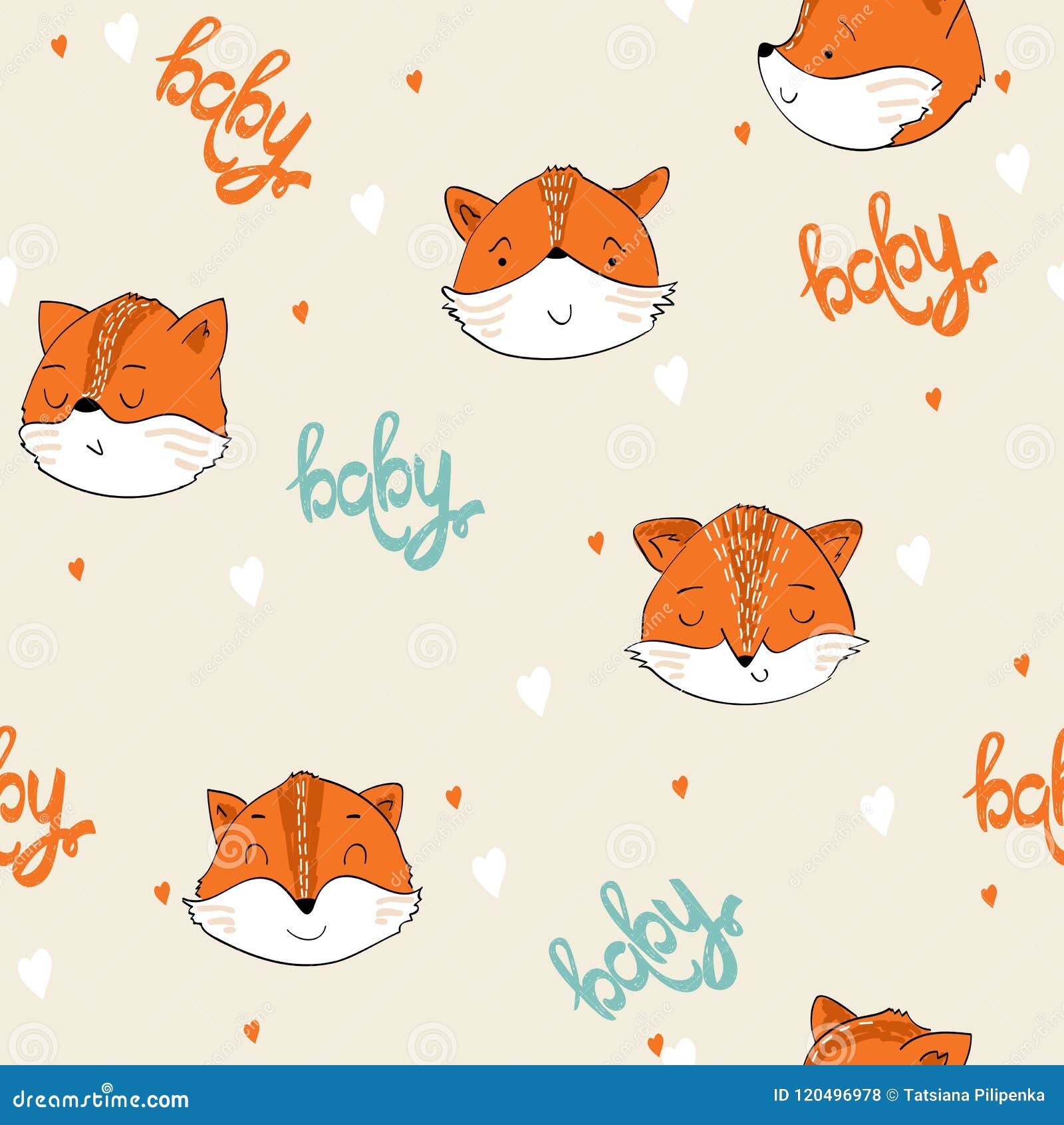 Cute cartoon Fox stock vector. Illustration of pattern - 120496978