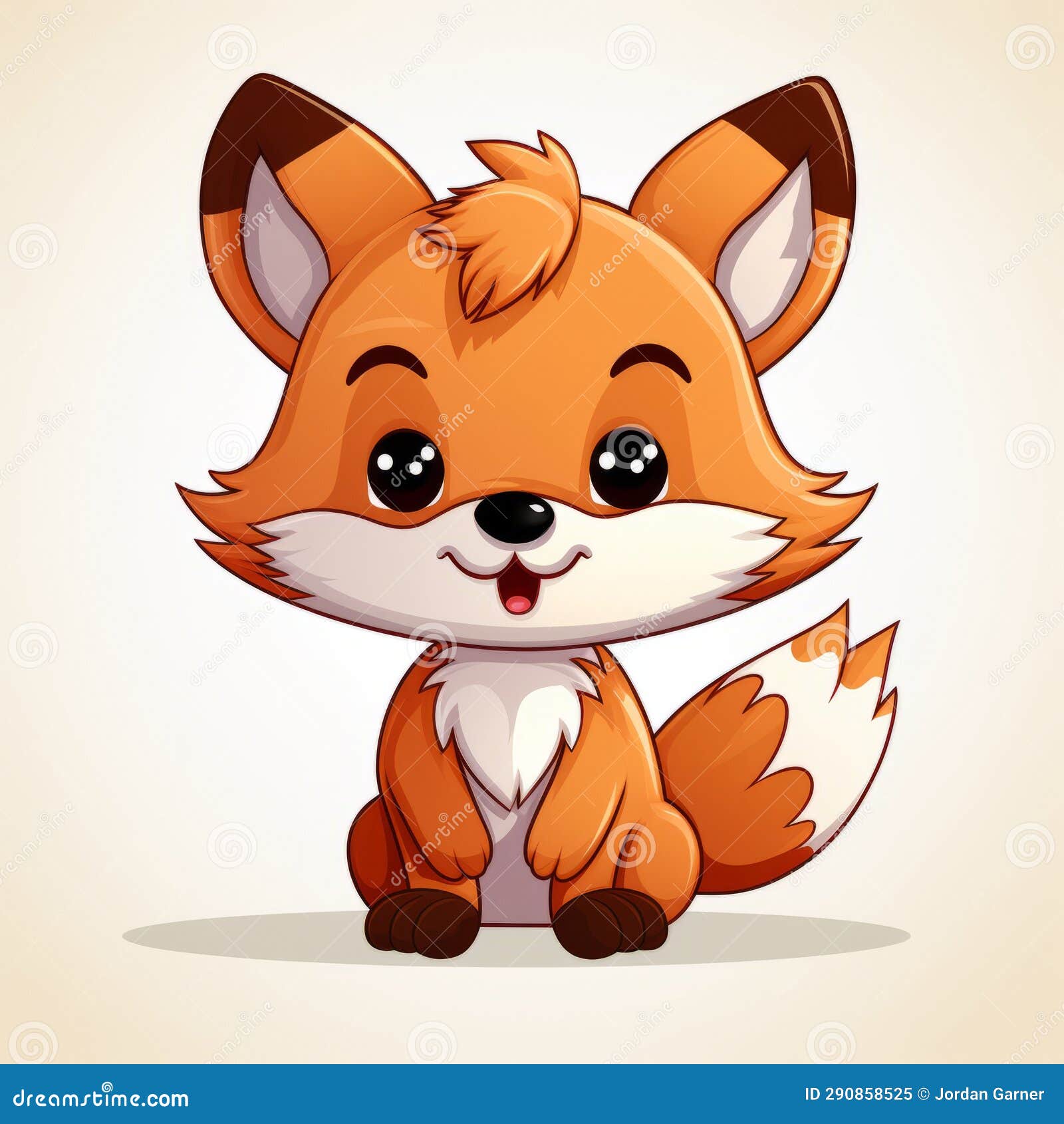 Cute Cartoon Fox Vector Illustration Stock Illustration - Illustration of pets, portrait: 290858525