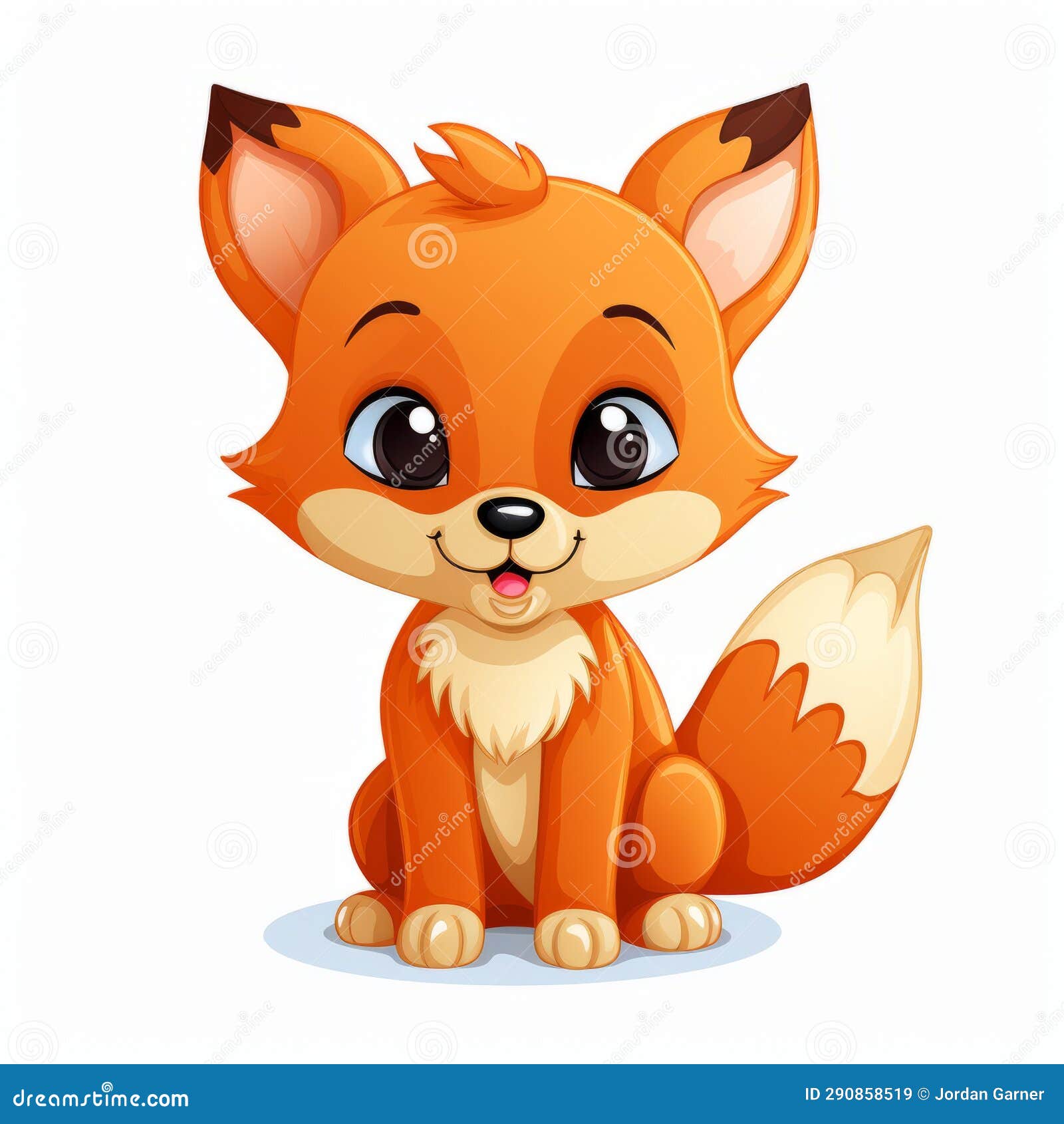 Cute Cartoon Fox Vector Illustration on White Background Stock ...