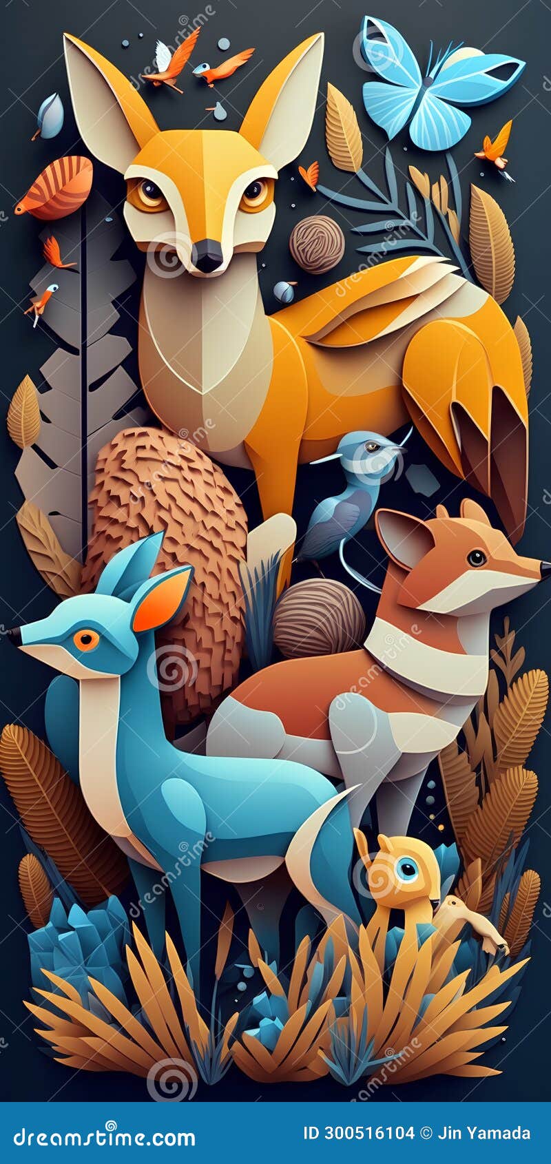 Cute Cartoon Foxes in the Forest. Vector Illustration Stock ...