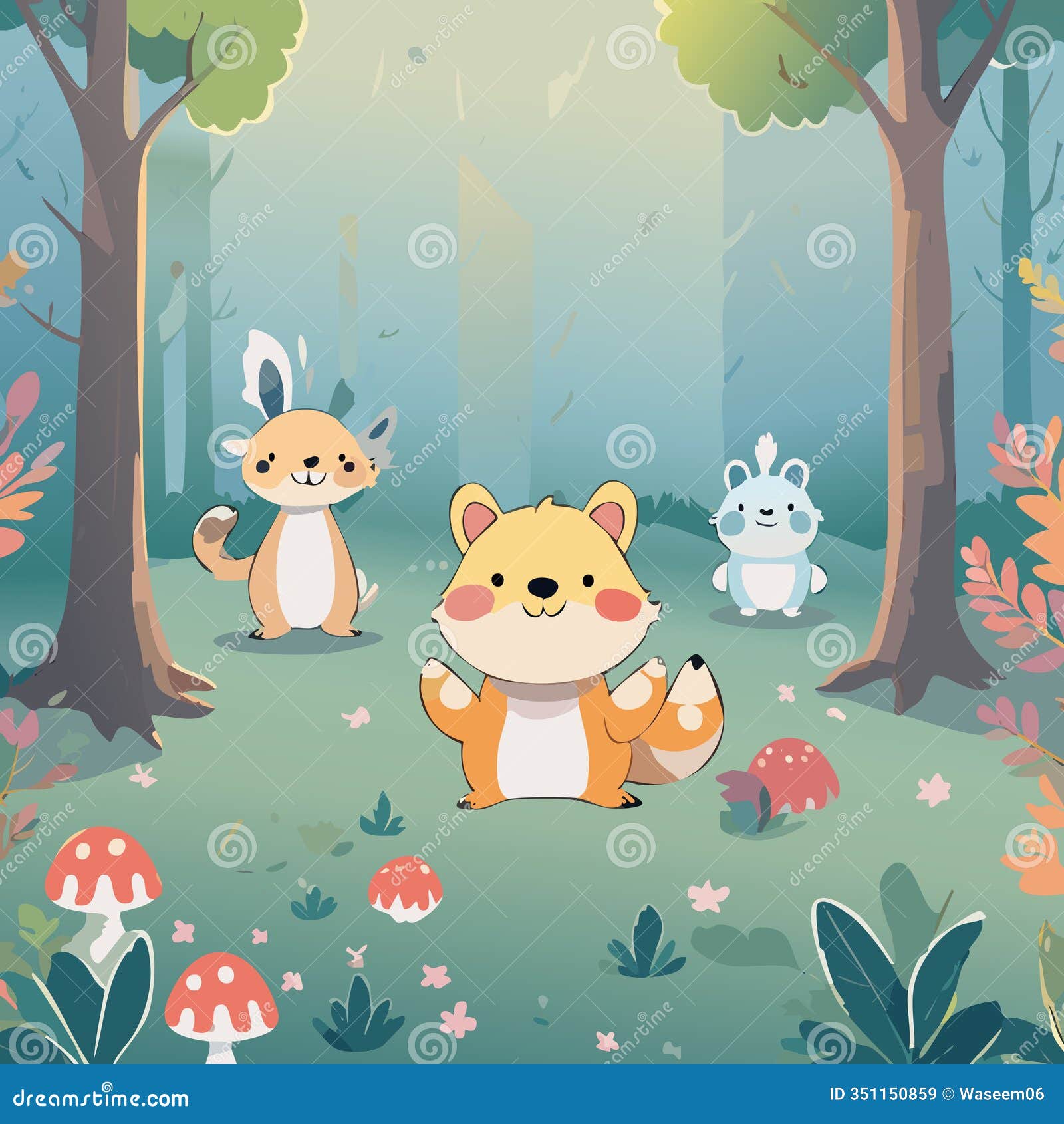 Cartoon Foxes, Cute Red Fox Sleeping, Sitting Or Jumping. Funny Forest ...