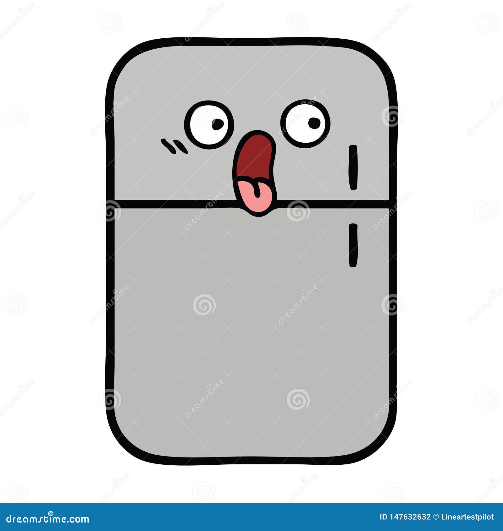 Cute Cartoon Fridge Freezer Stock Vector - Illustration of drawing ...