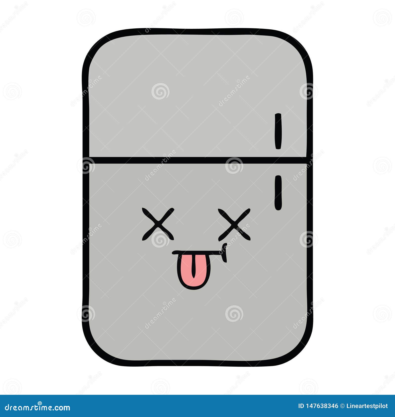 Cute Cartoon Fridge Freezer Stock Vector - Illustration of freehand ...