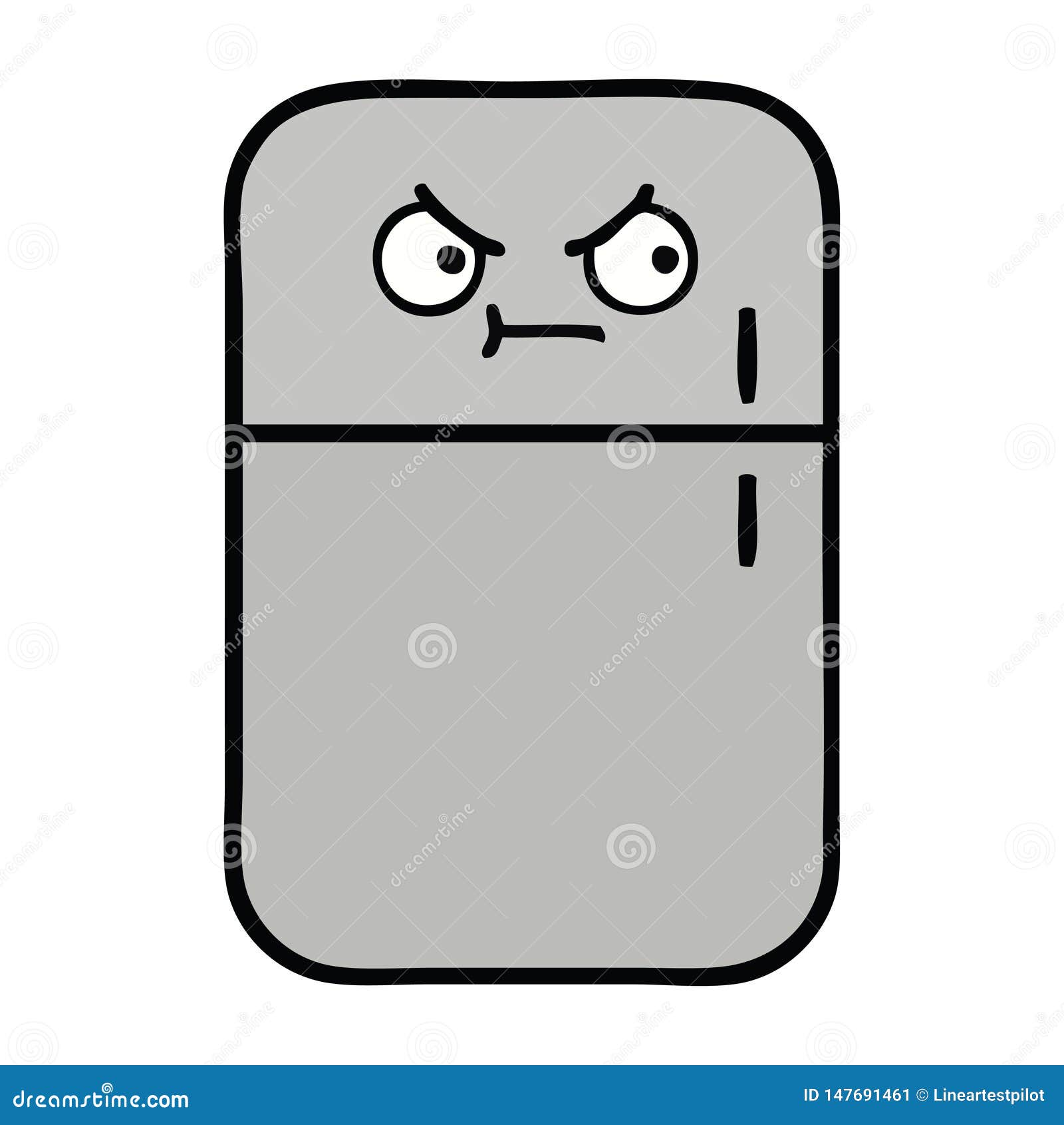 Cute Cartoon Fridge Freezer Stock Vector - Illustration of white ...