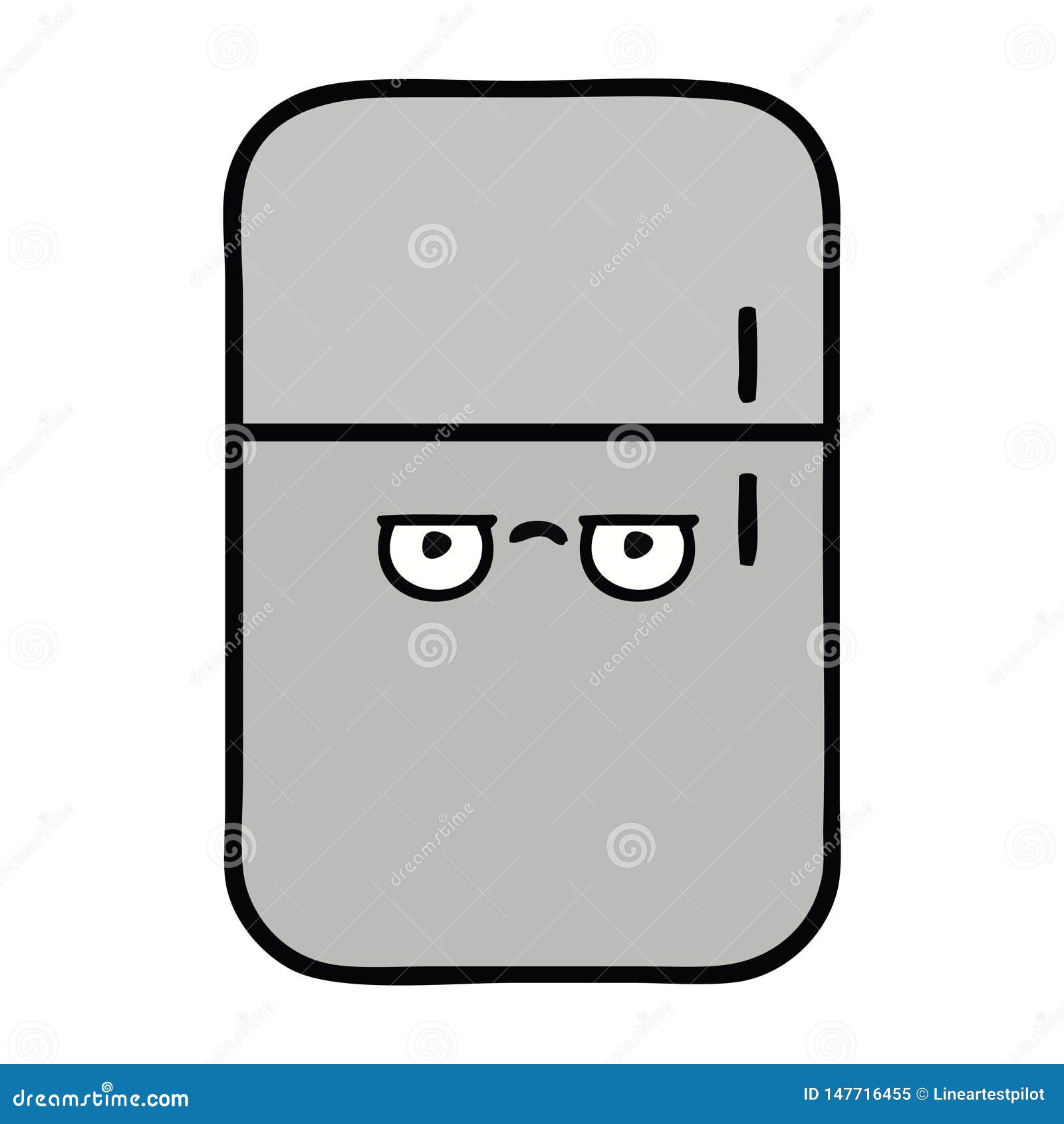 Cute Cartoon Fridge Freezer Stock Vector - Illustration of clip, hand ...