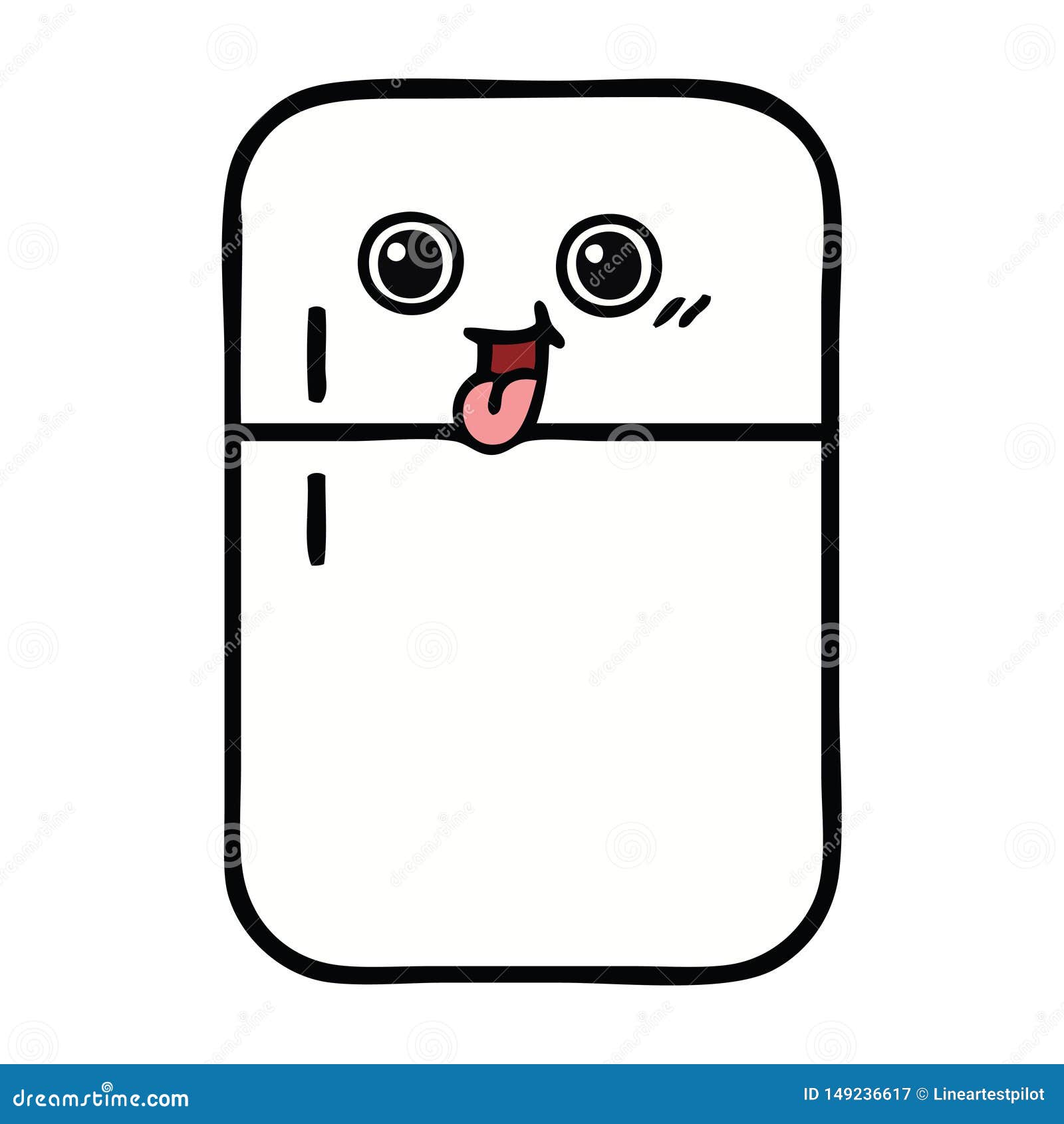 Cute Cartoon Fridge Freezer Stock Vector - Illustration of retro, white ...