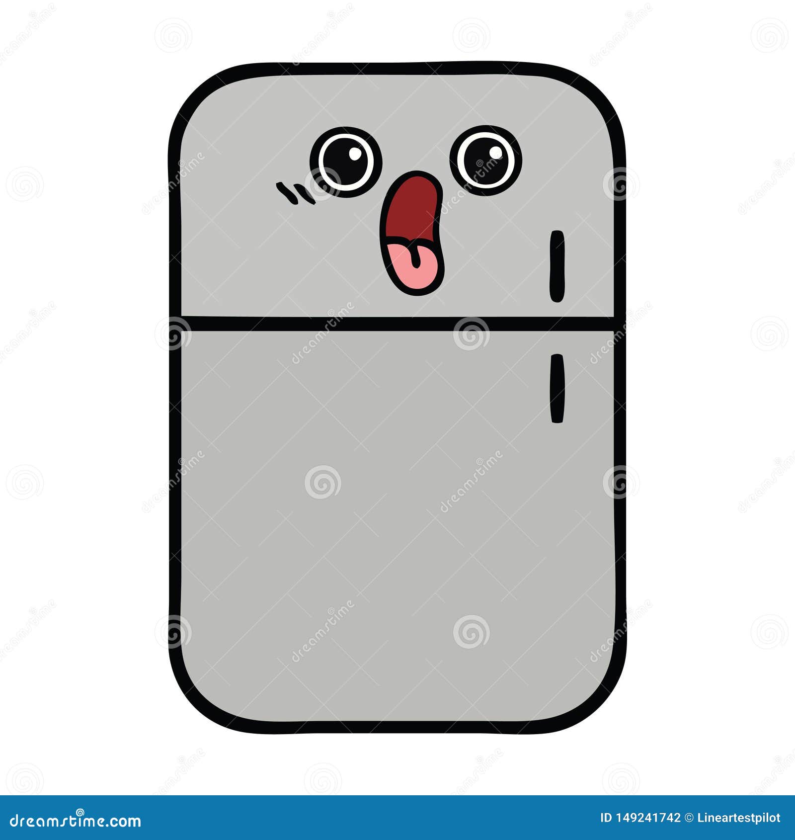 Cute Cartoon Fridge Freezer Stock Vector - Illustration of drawing ...