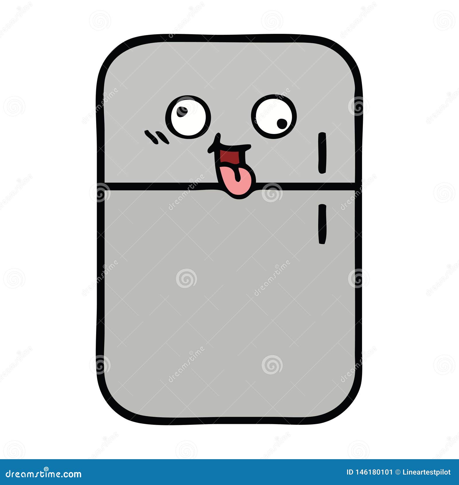 Cute Cartoon of a Fridge Freezer Stock Vector - Illustration of drawing ...