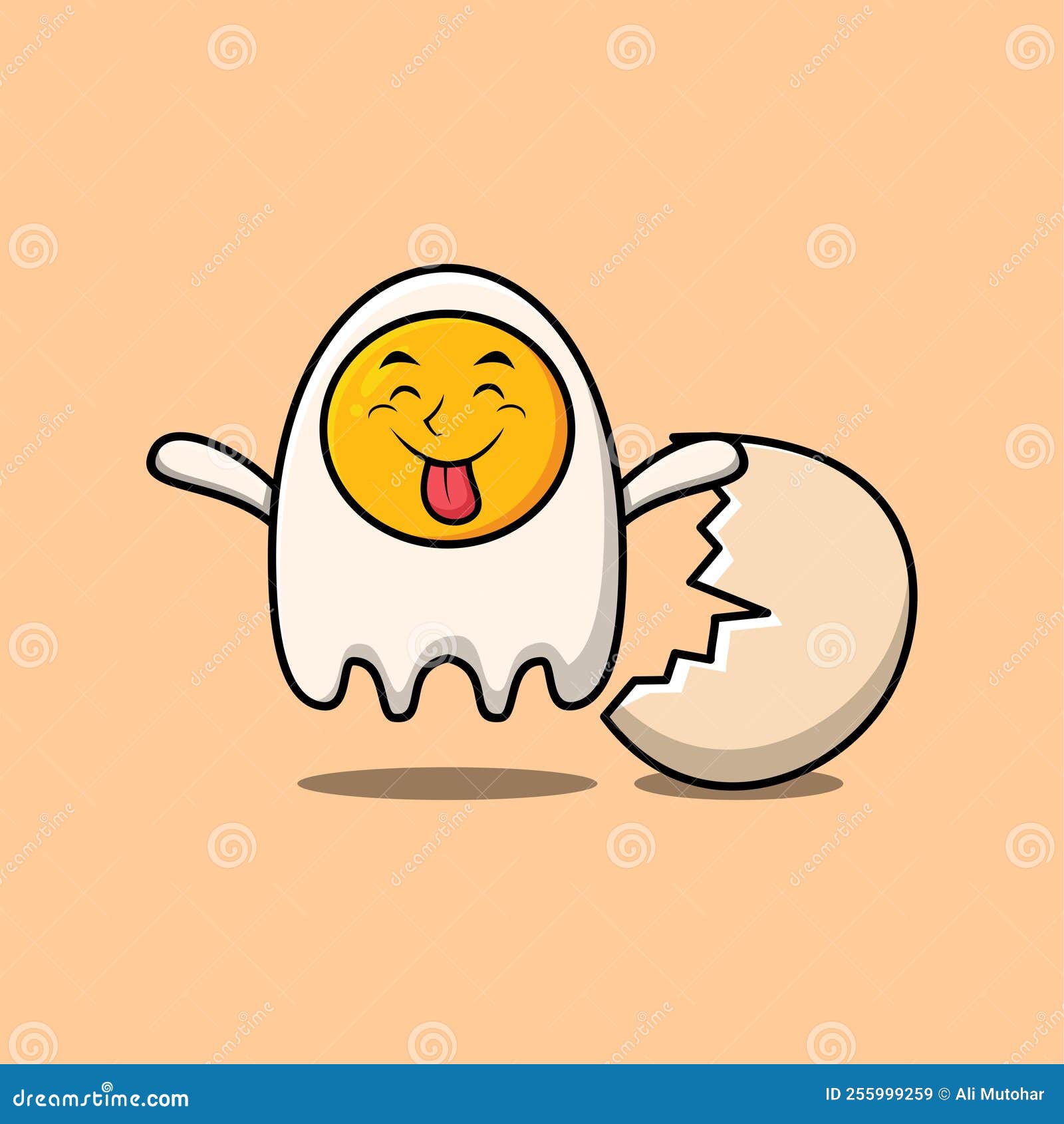 Cute Cartoon Fried Eggs with Flashy Expression Stock Vector ...