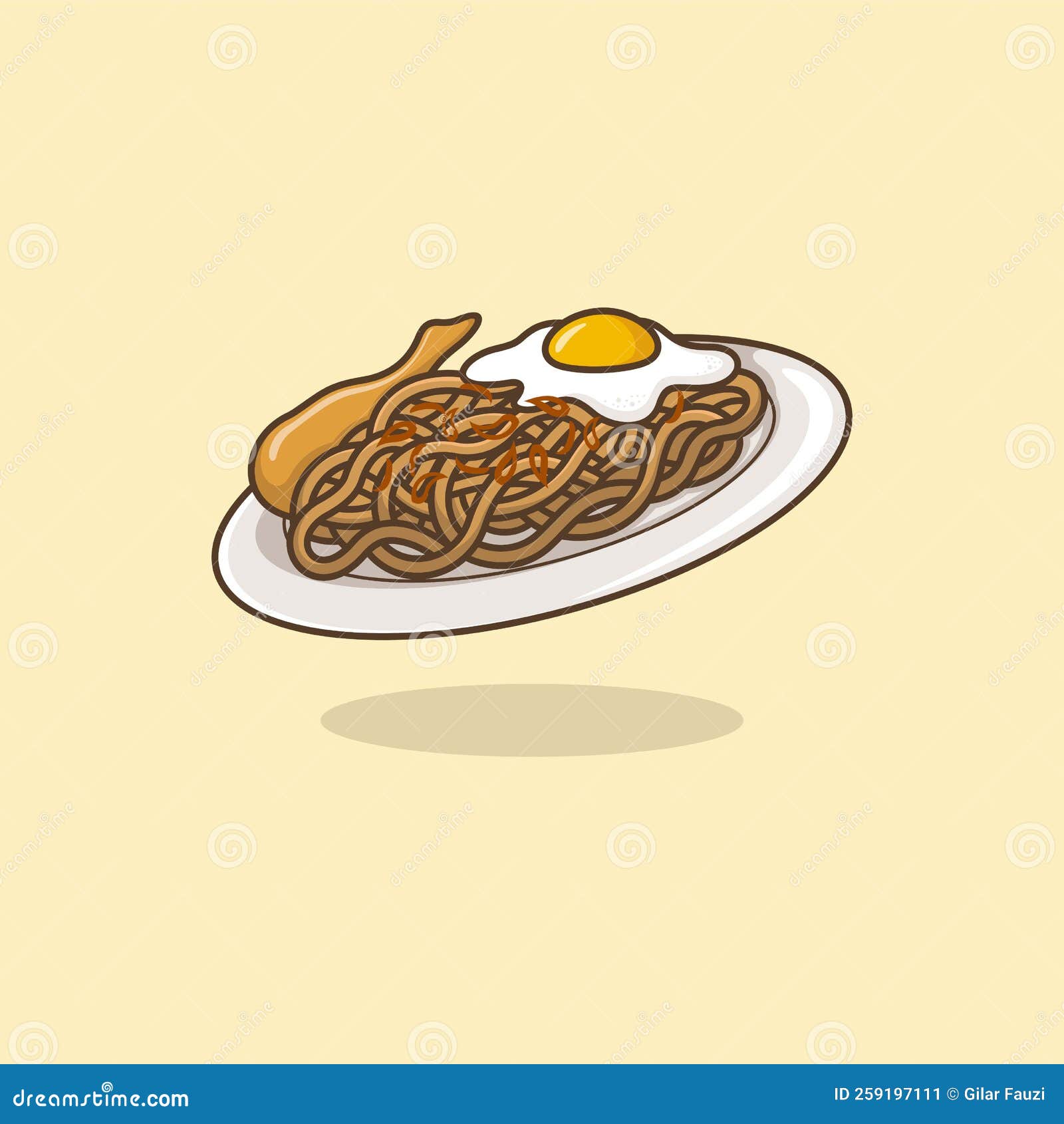 Cute cartoon fried noodles stock vector. Illustration of donuts - 259197111