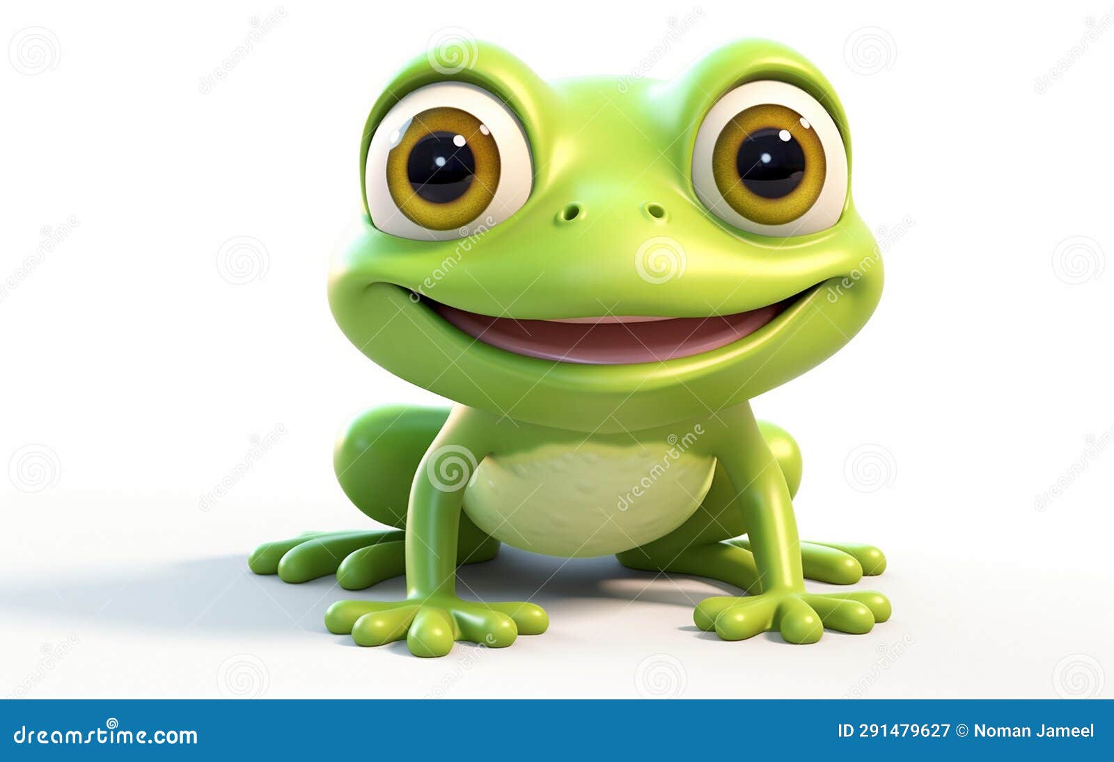 Cute Cartoon Frog Isolated on White Background - 3D Illustration Stock ...
