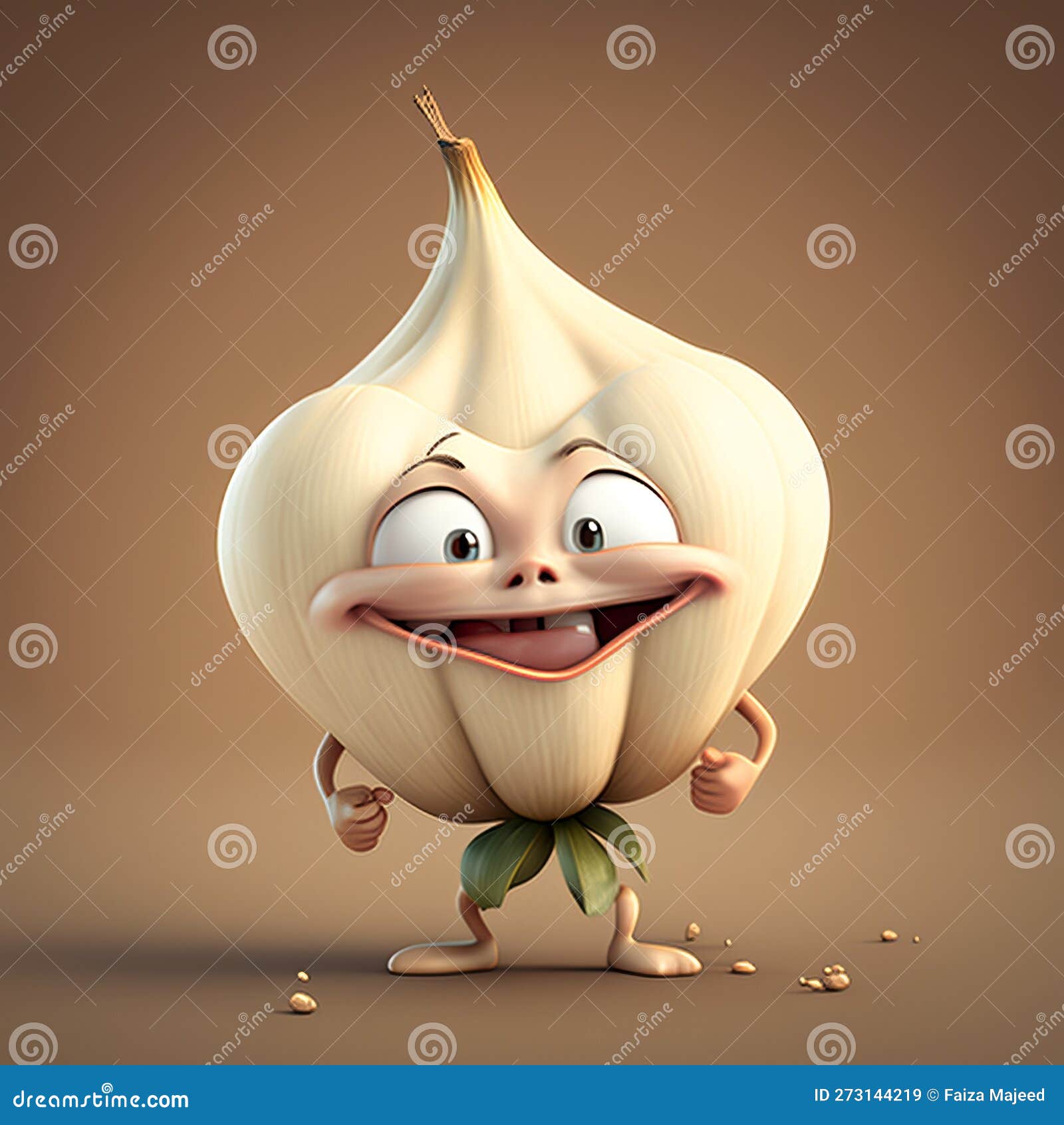 Cute Cartoon Garlic Character, Generative AI Stock Illustration ...