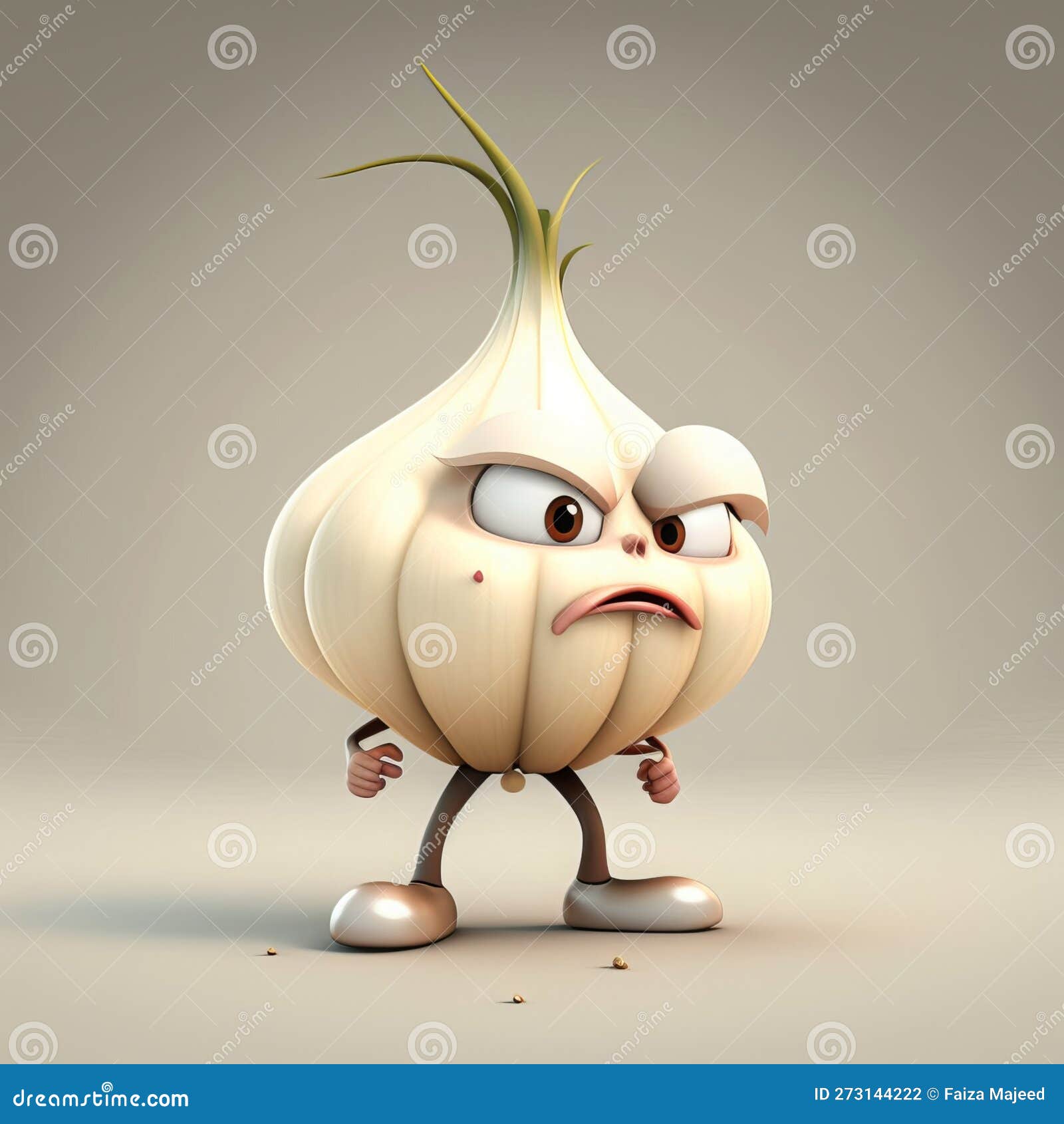 Cute Cartoon Garlic Character, Generative AI Stock Illustration ...