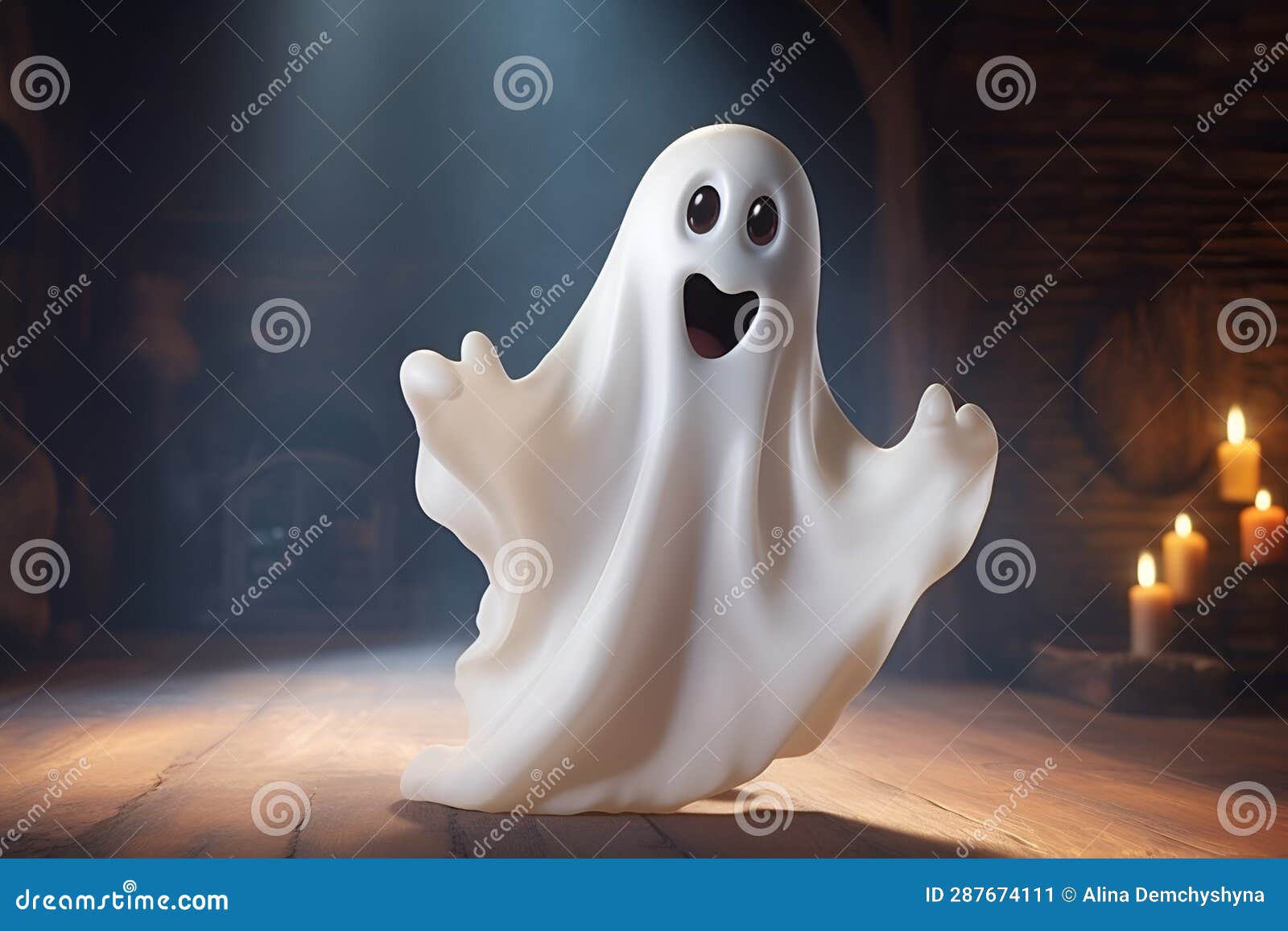 A Cute Cartoon Ghost is Flying 1 Stock Illustration - Illustration of ...