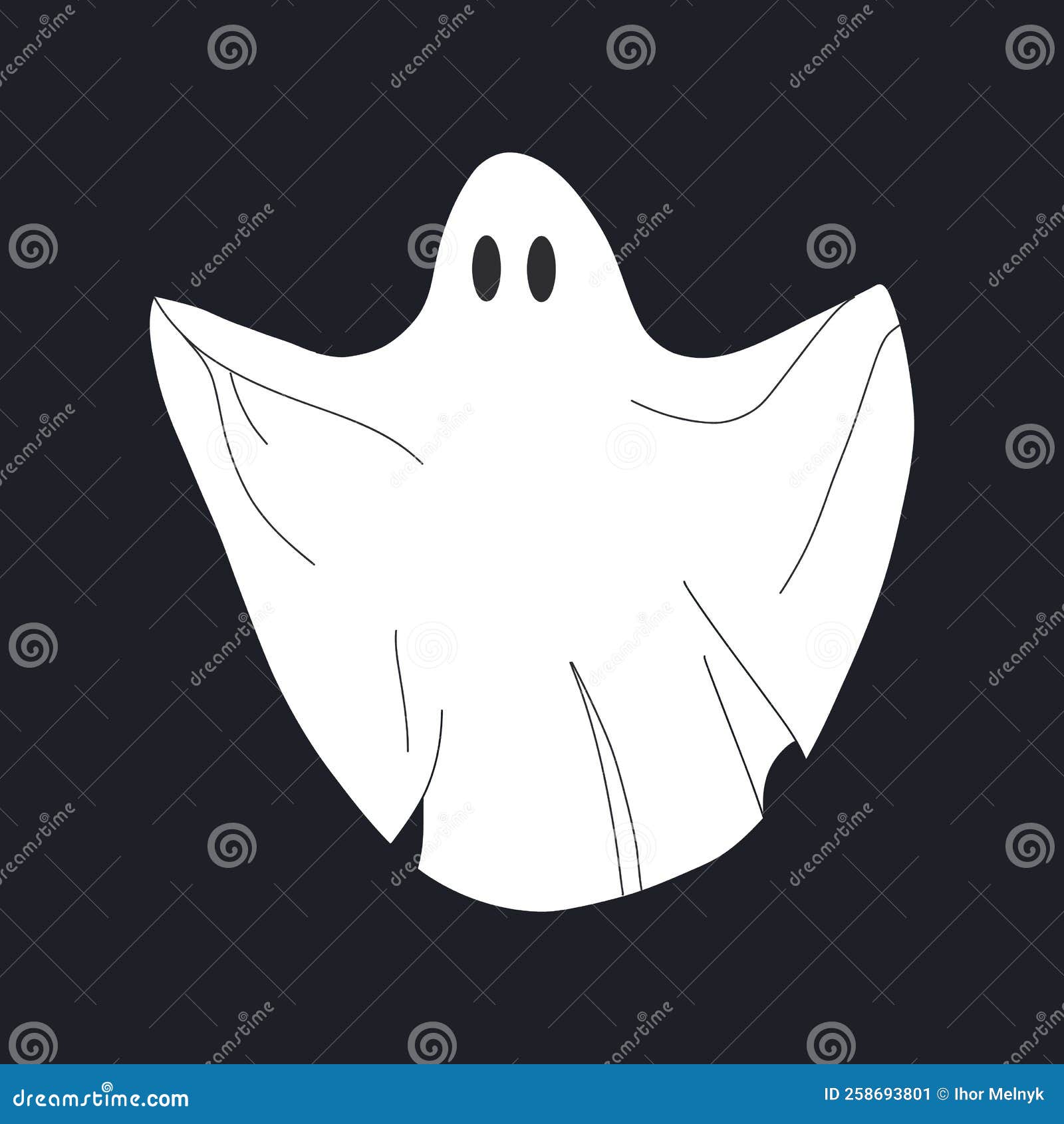 Cute cartoon ghost stock vector. Illustration of evil - 258693801
