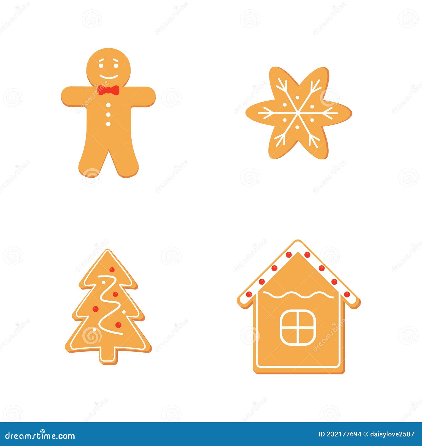 Cute Cartoon Ginger Bread Set Vector Art Stock Vector - Illustration of ...